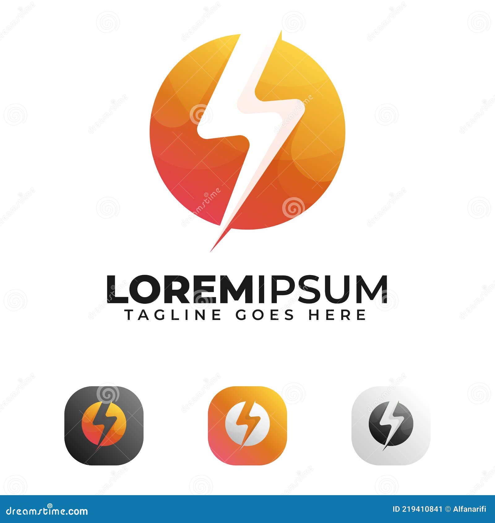 Lightning Bolt in a Circle Modern Logo Stock Vector - Illustration of ...