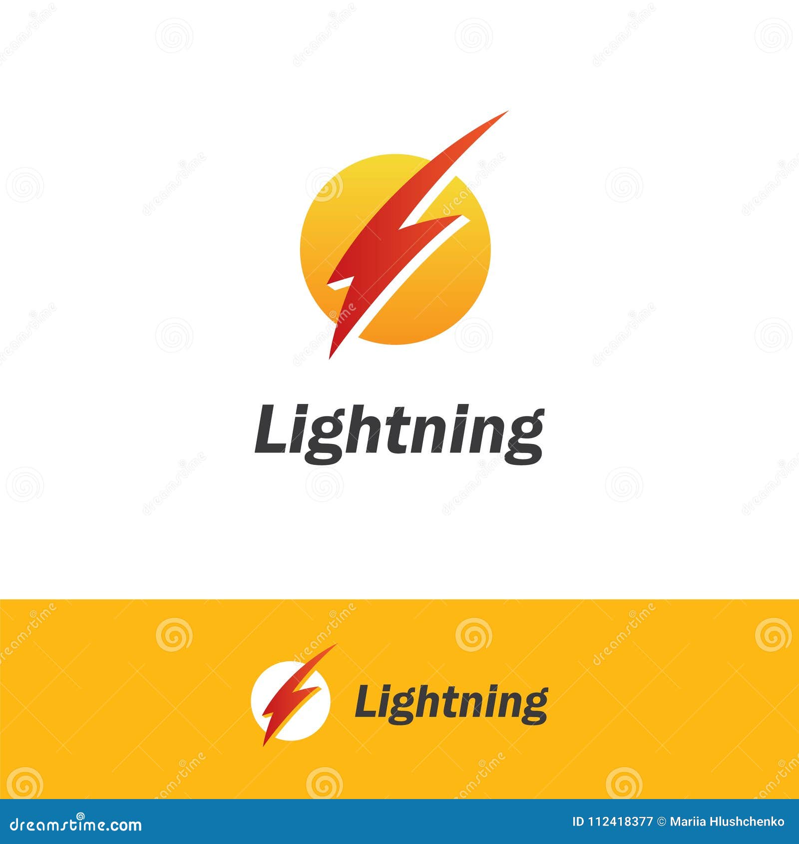 Lightning Bolt Circle Shape Logo. Stock Vector - Illustration of ...