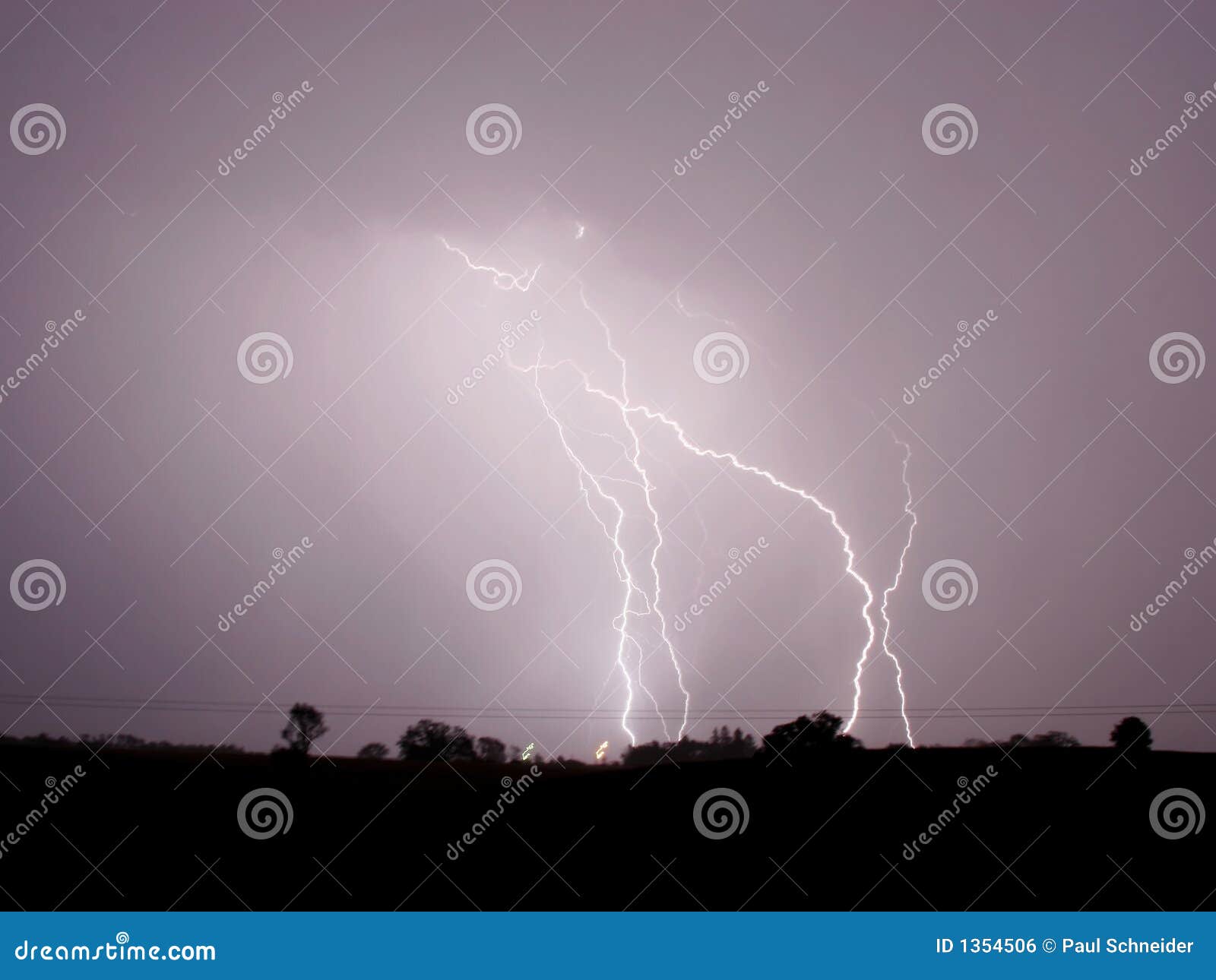 Lightning Bolt Farm Thunderstorm Stock Photo - Image of electricity ...