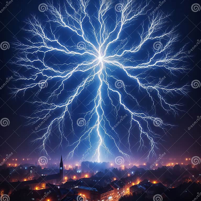 616 99. Lightning Bolt Forking into Multiple Branches Stock Image ...