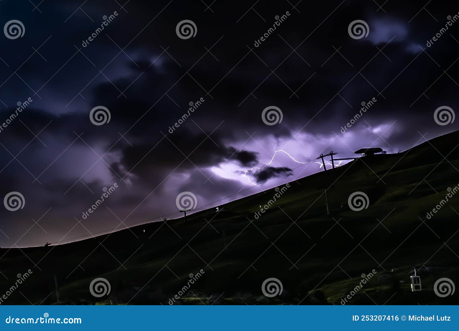 Lightning Bolt Hits during Night Thunderstorm in the Dolomites Stock ...