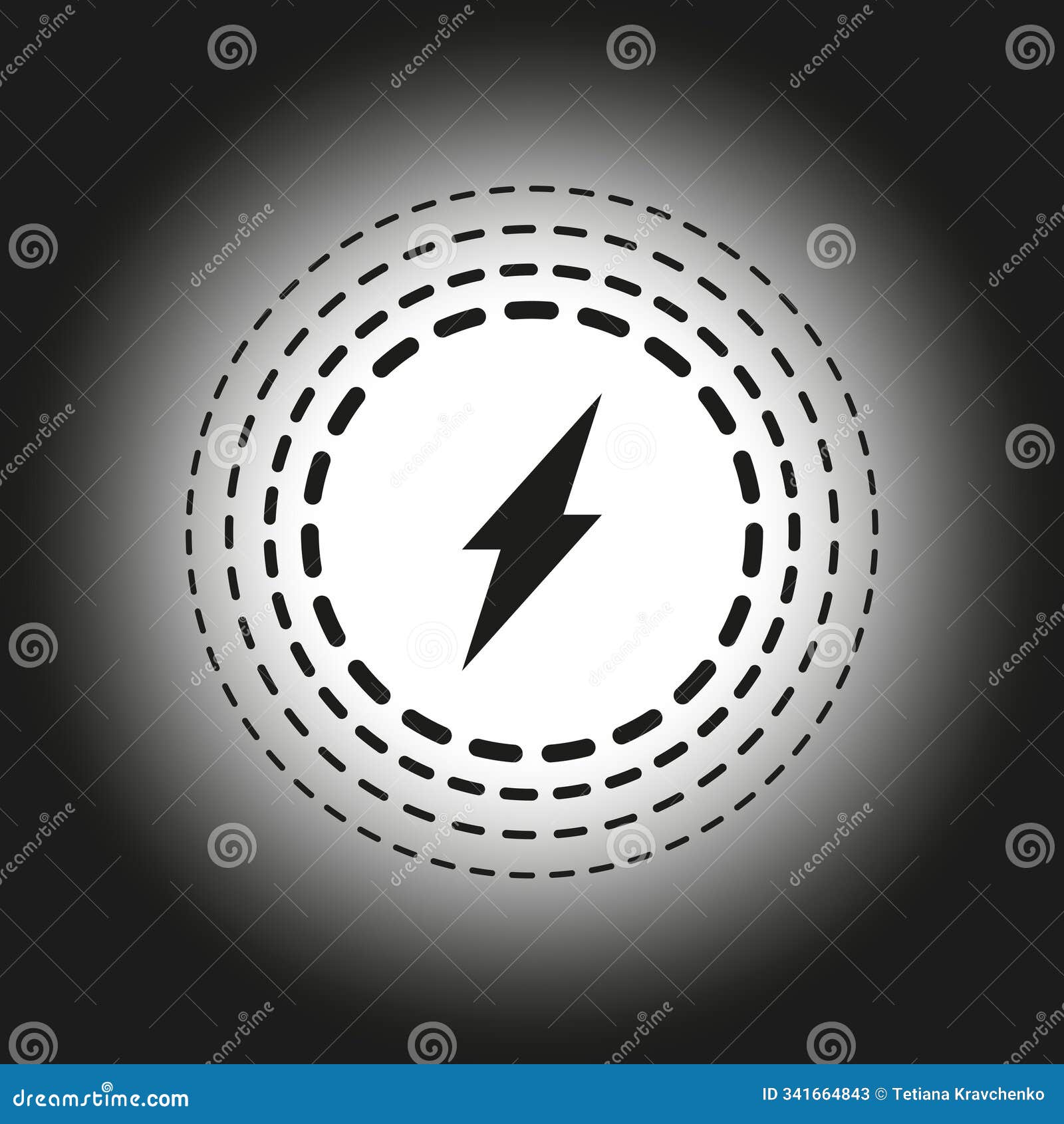 Lightning Bolt Icon. Dashed Circular Lines. Energy and Power Symbol ...