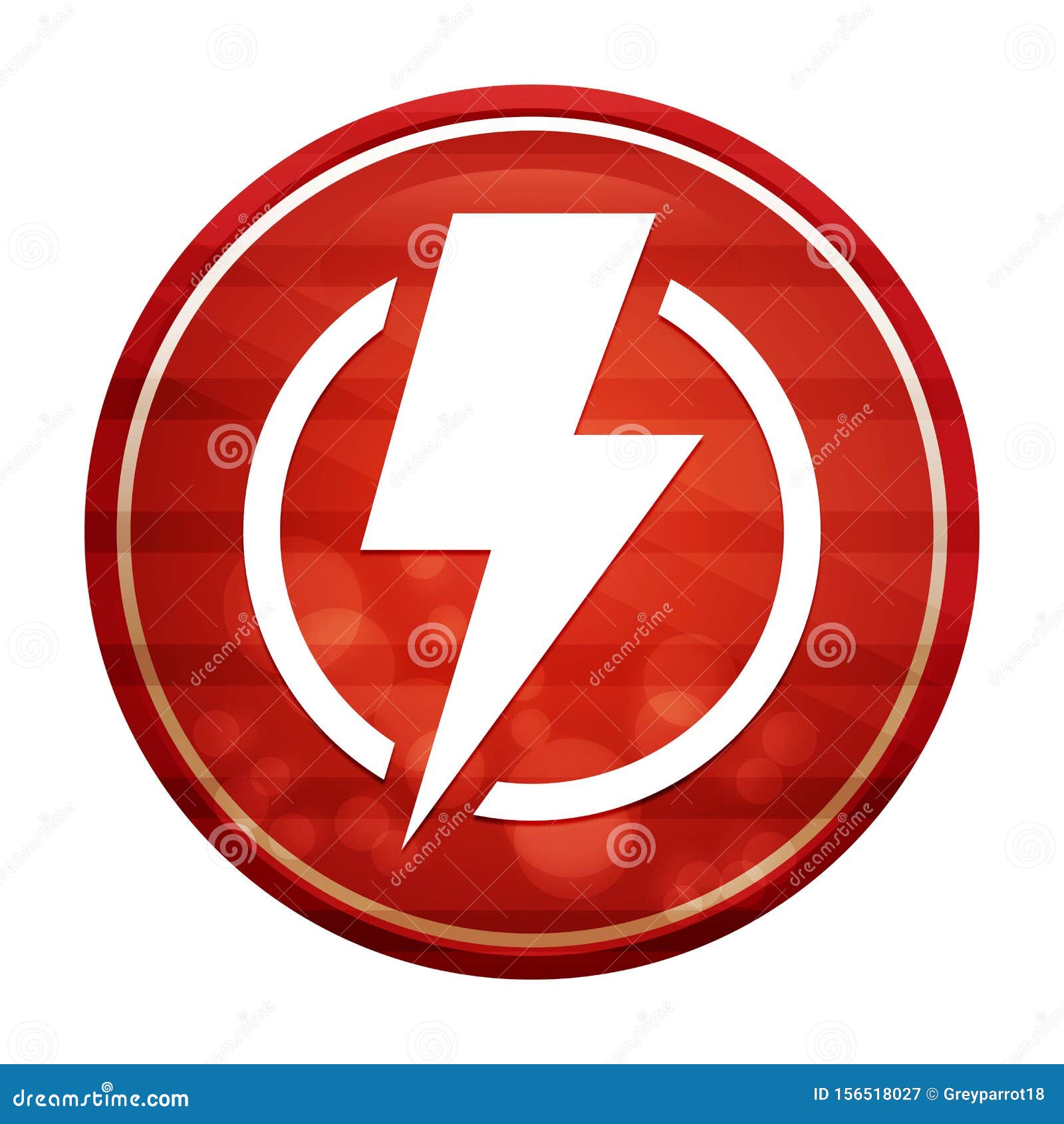 Lightning Bolt Icon Realistic Diagonal Motion Red Round Button ...