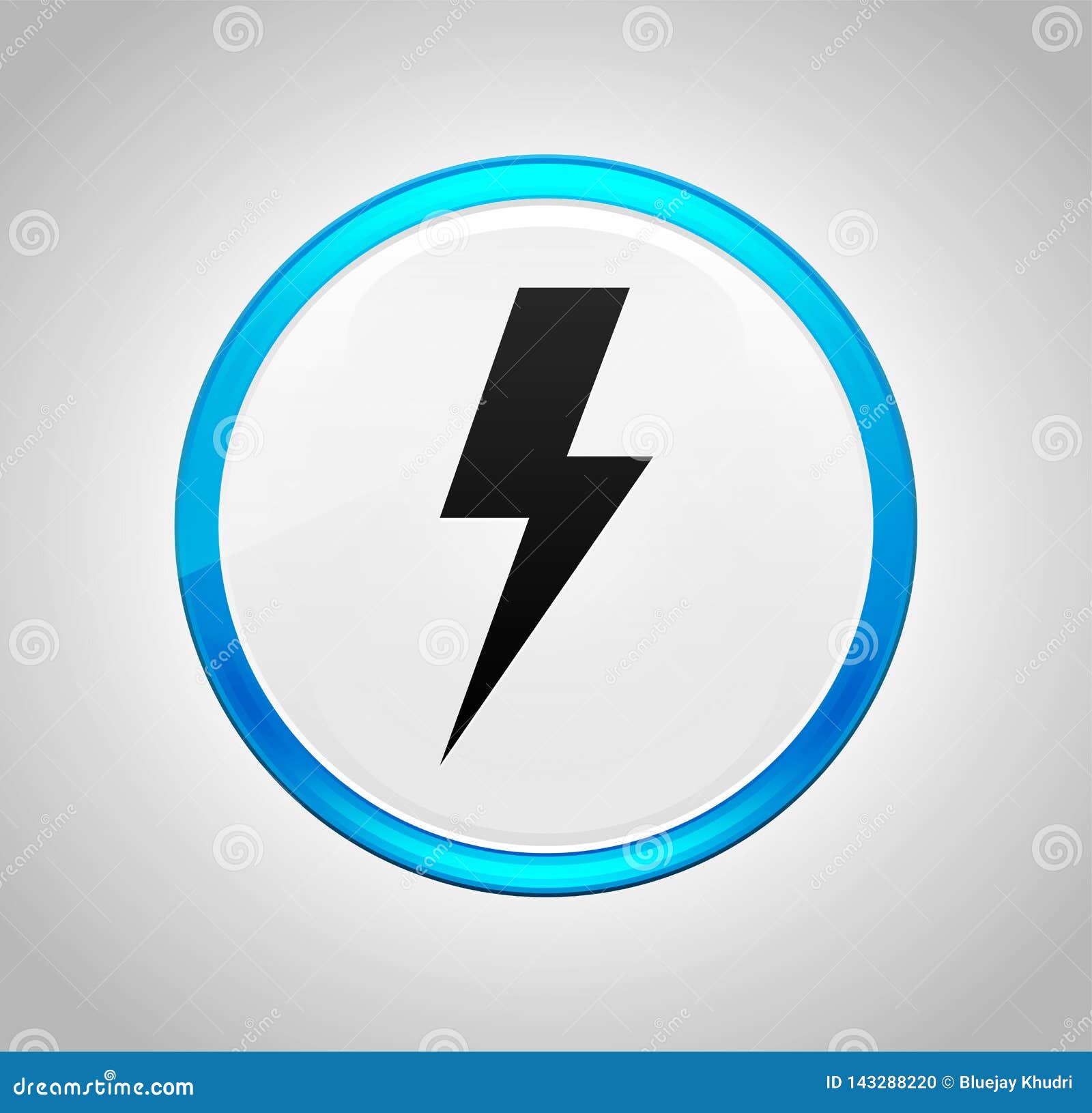 Lightning Bolt Icon Round Blue Push Button Stock Illustration ...