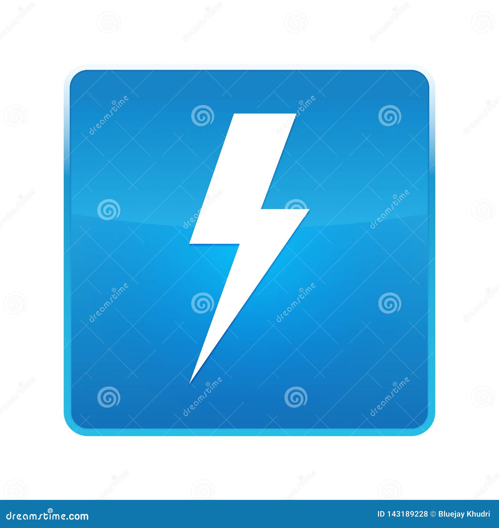 Lightning Bolt Icon Shiny Blue Square Button Stock Illustration ...