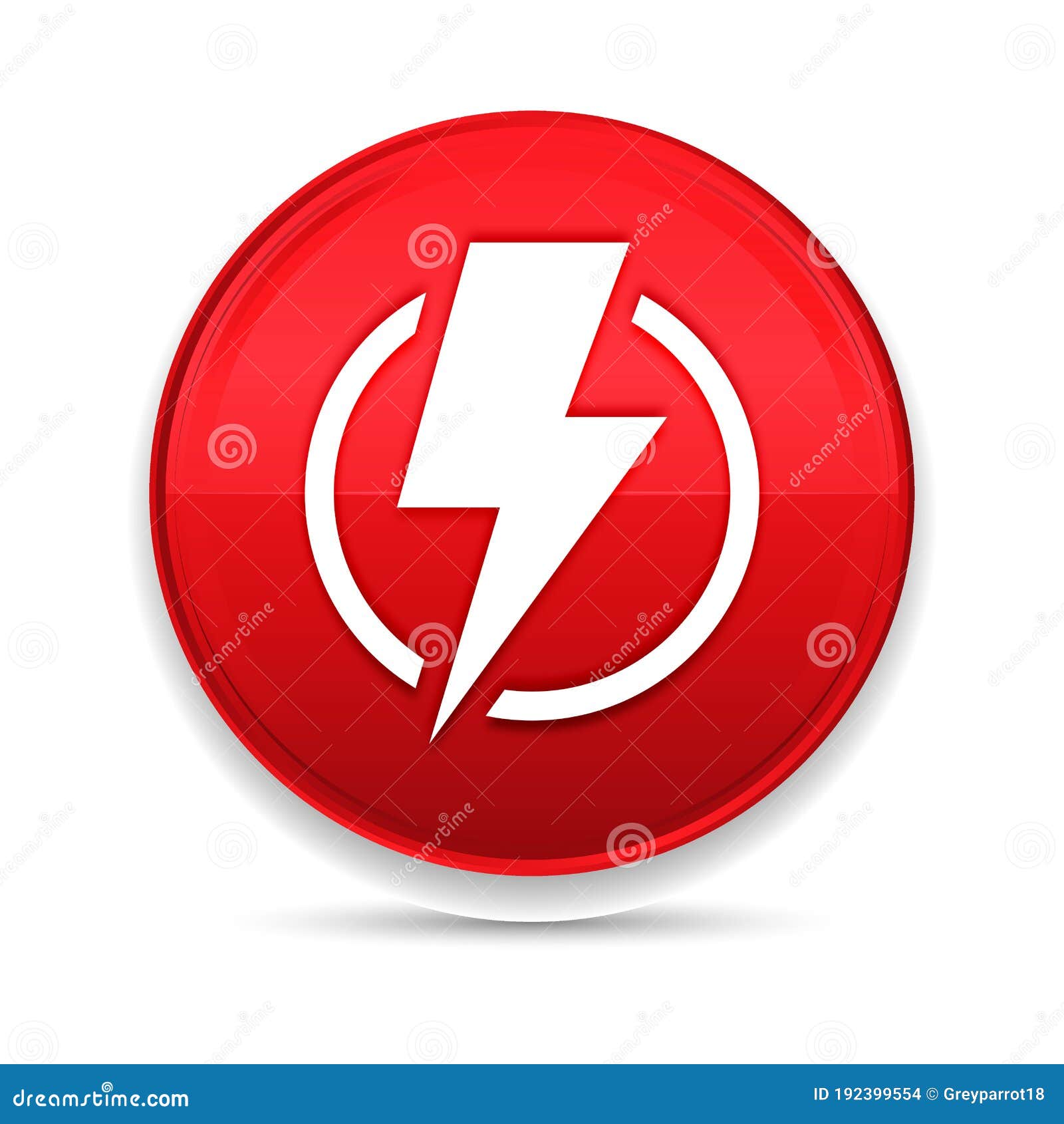 Lightning Bolt Icon Shiny Luxury Design Red Button Vector Stock Vector ...
