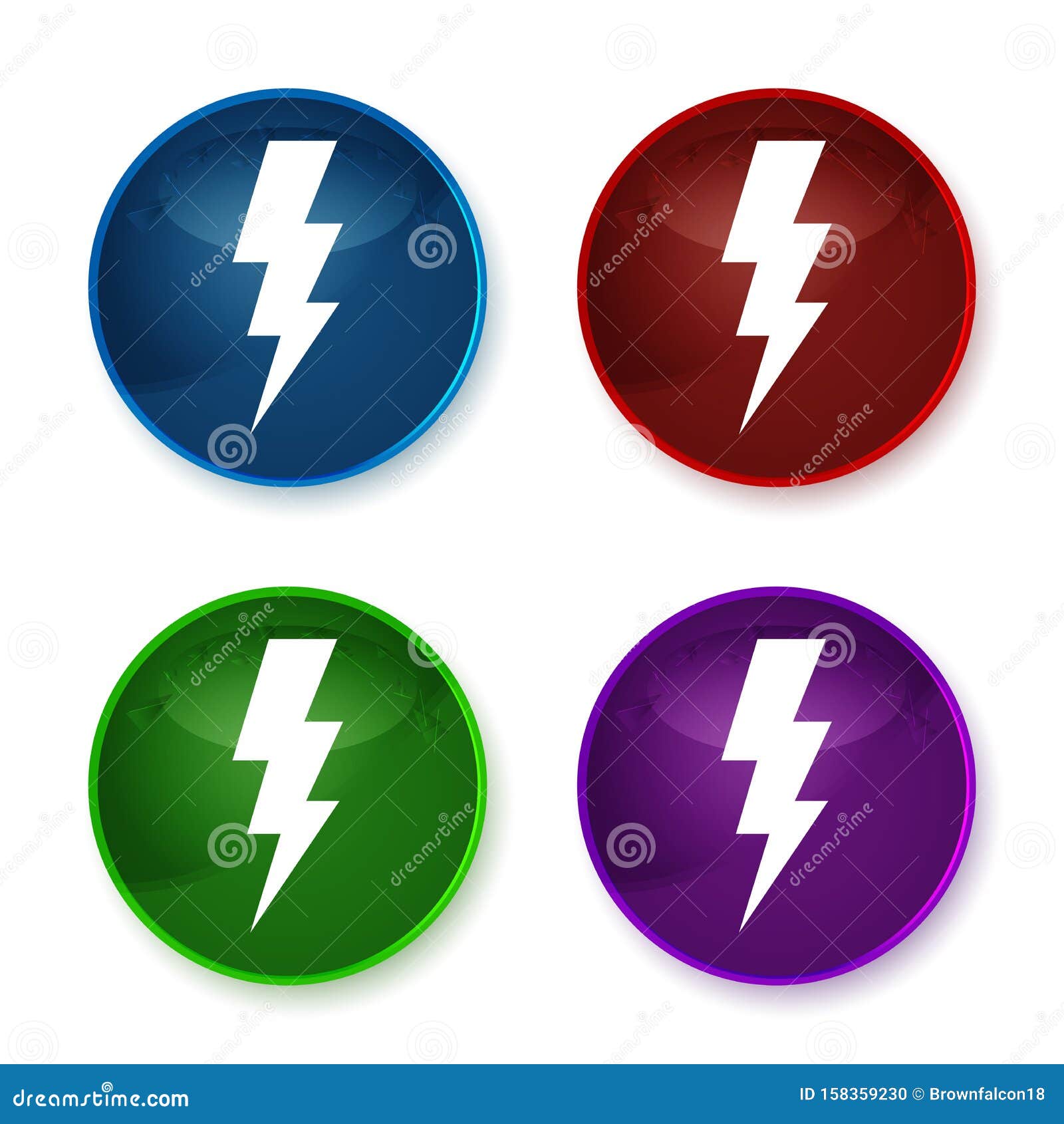 Lightning Bolt Icon Shiny Round Buttons Set Illustration Stock Vector ...