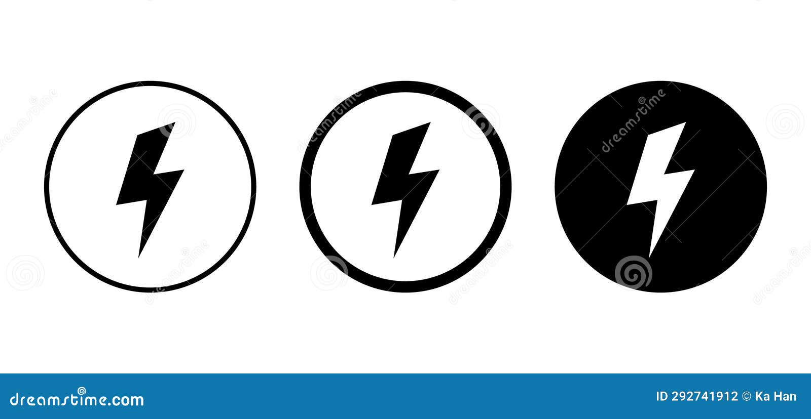 Lightning Bolt Icon Vector in Black Circle. Thunderbolt, Charge Sign ...