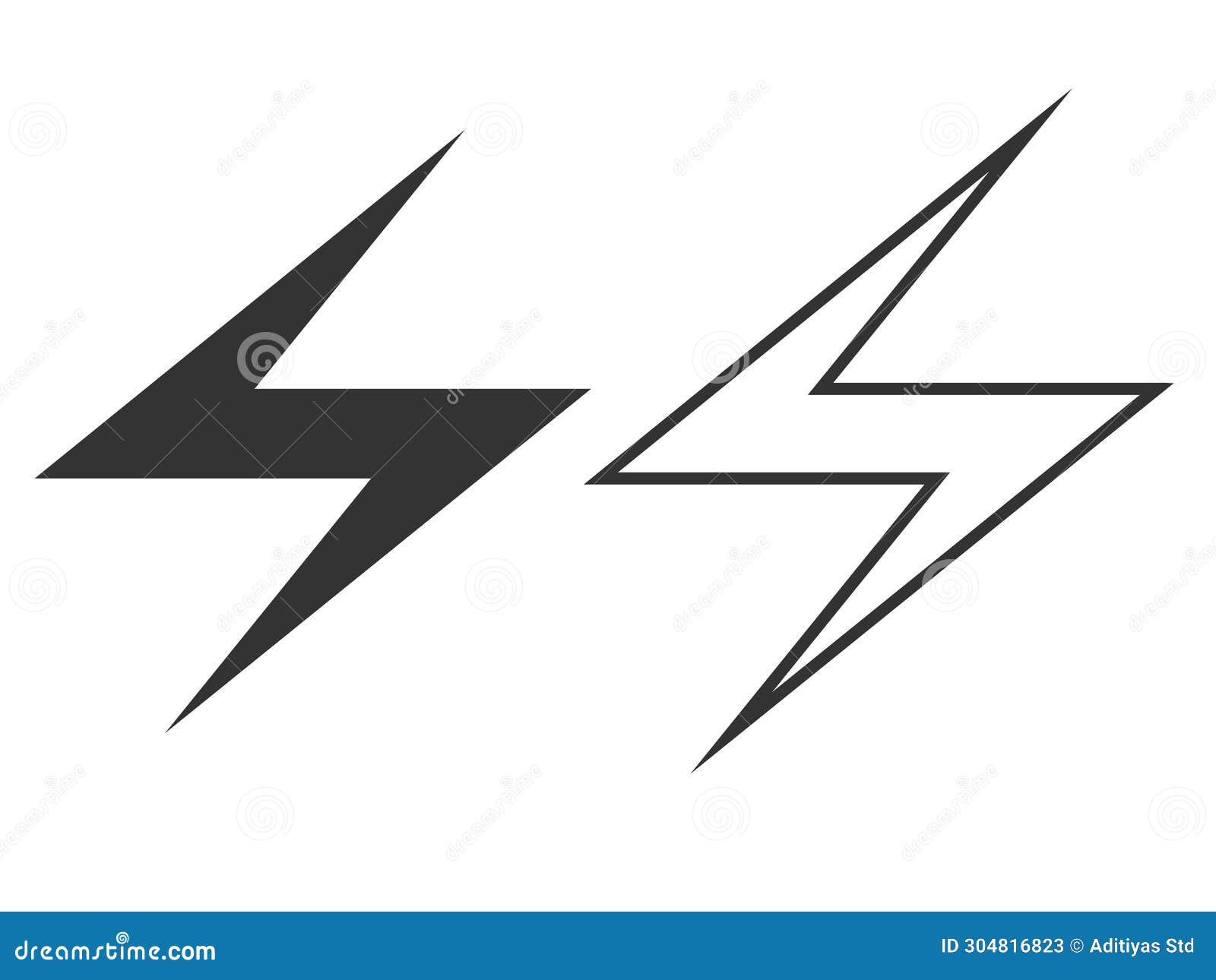 Lightning Bolt Icon, Vector. Two-tone Version on Black and White ...