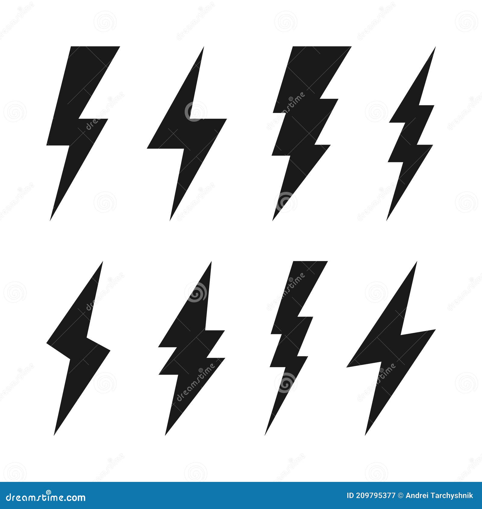 Lightning Bolt Icons Collection. Flash Symbol, Thunderbolt. Simple ...