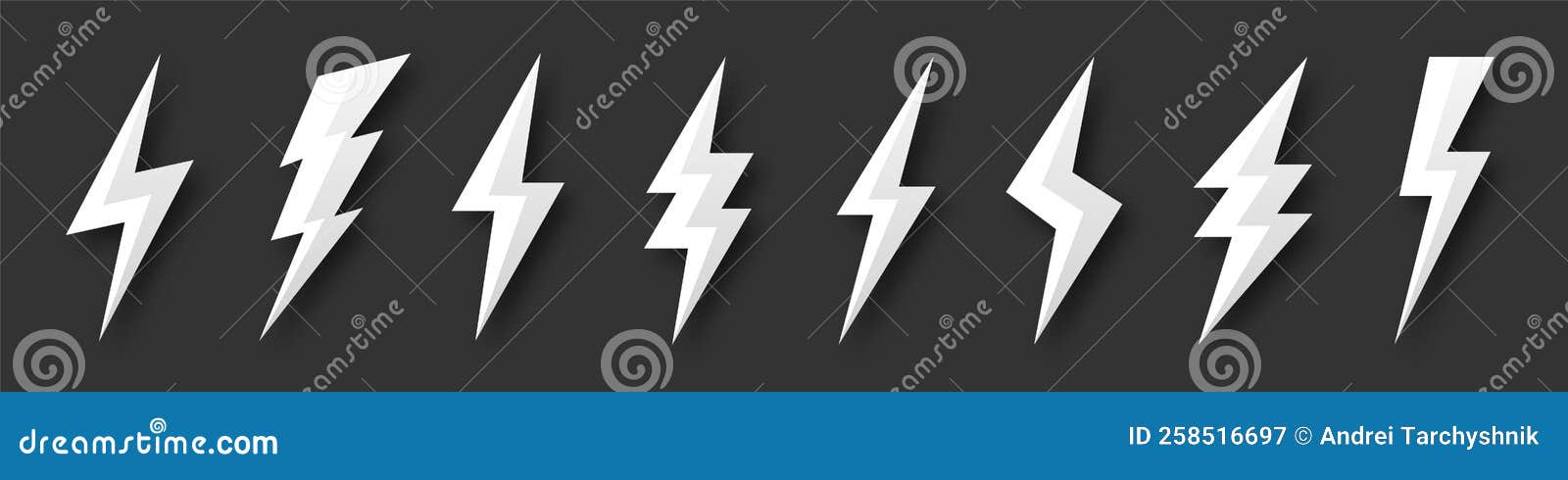 Lightning Bolt Icons Collection. Flash Symbol, Thunderbolt. Simple Lightning Strike Sign. Vector ...