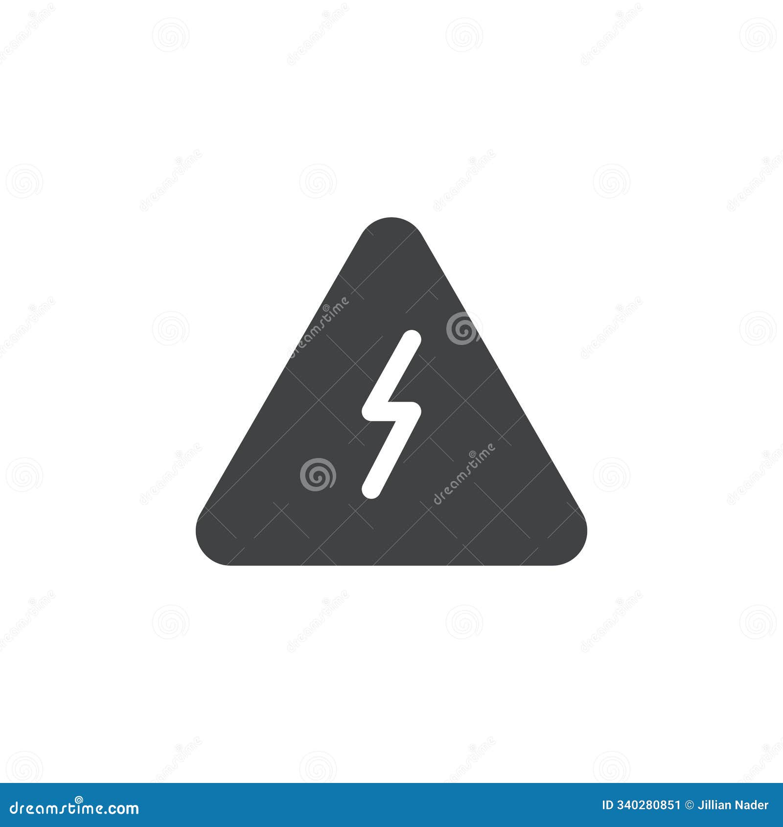 Lightning Bolt Inside a Triangle Icon Simple Vector Symbol Stock Vector ...