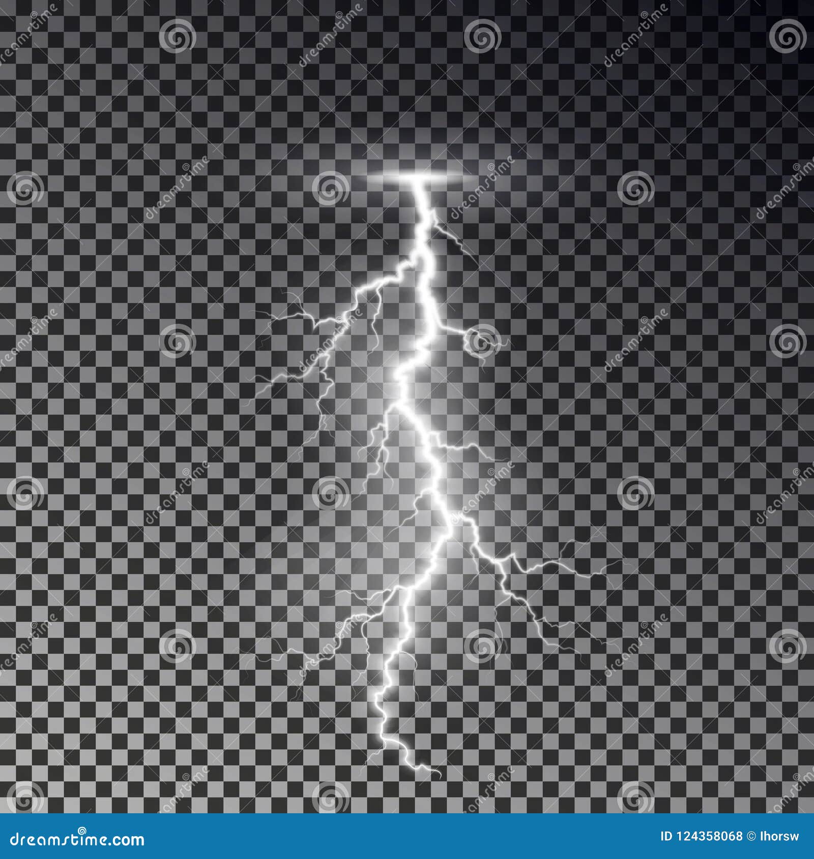 Lightning Bolt Isolated On Dark Checkered Background. Transparent ...