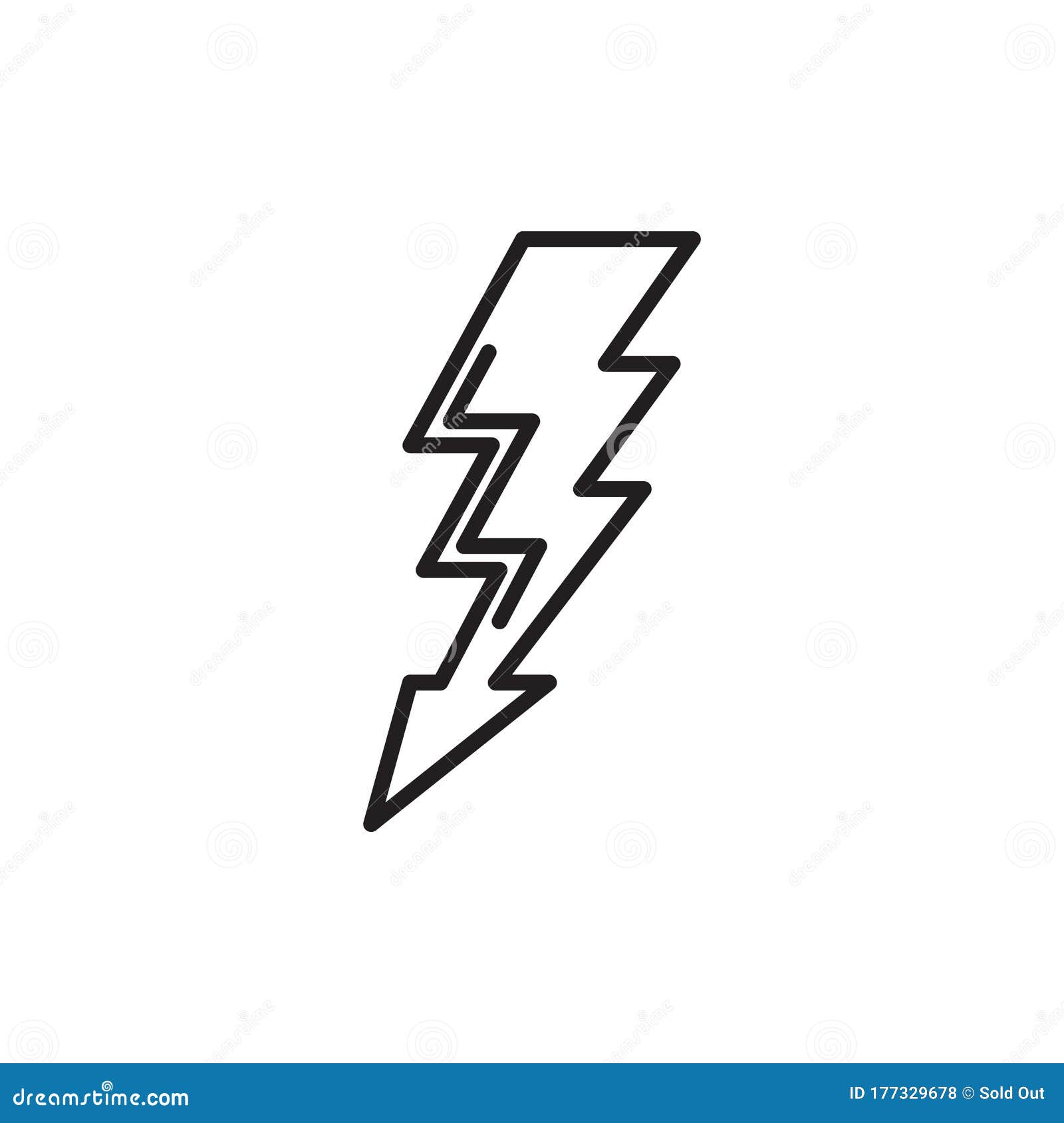 Lightning Bolt Line Icon Vector Illustrstion Stock Illustration ...