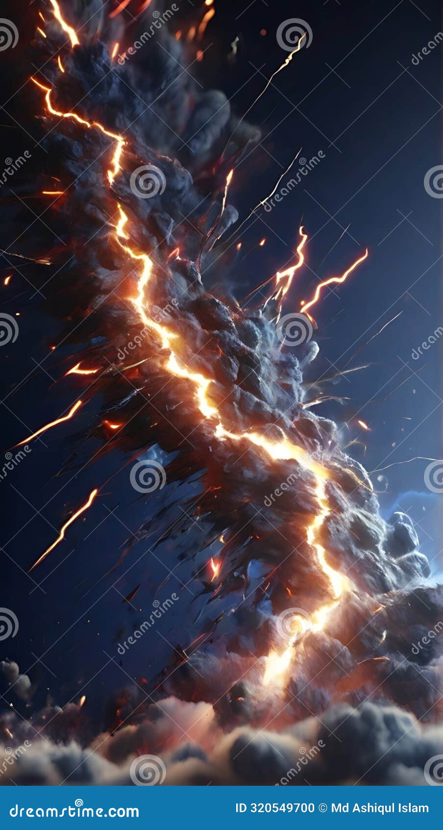 A Lightning Bolt is Lit Up by a Flash of Lightning Stock Illustration ...
