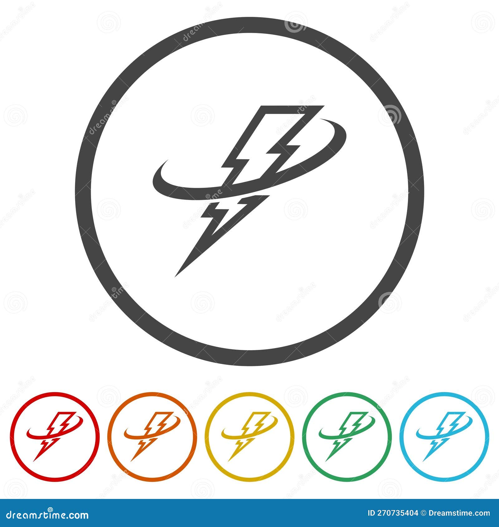 Lightning Bolt Logo Icons in Color Circle Buttons Stock Vector ...