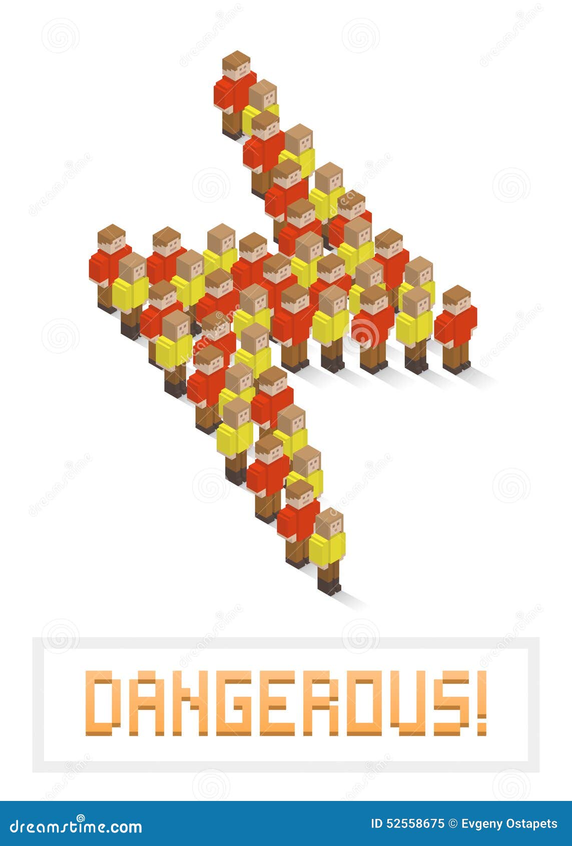 Lightning Bolt Made Up of Isometric Pixel Art People Stock Vector ...
