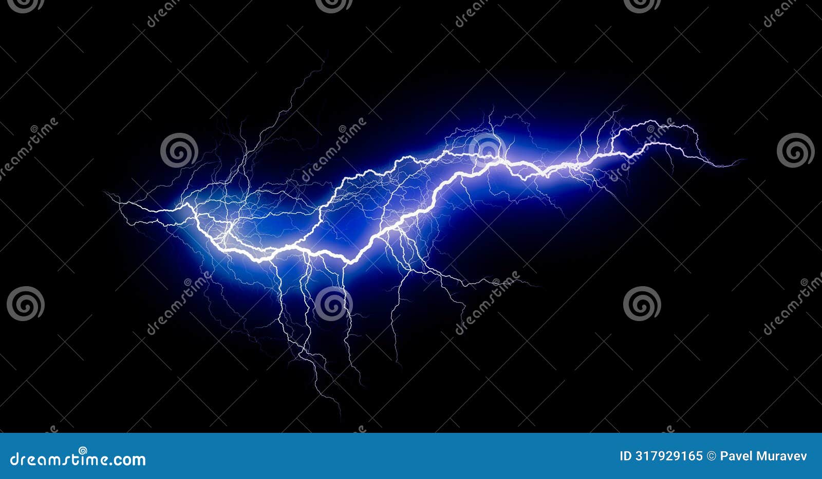 Lightning Bolt. Massive Lightning Bolt with Branches Isolated on Black ...