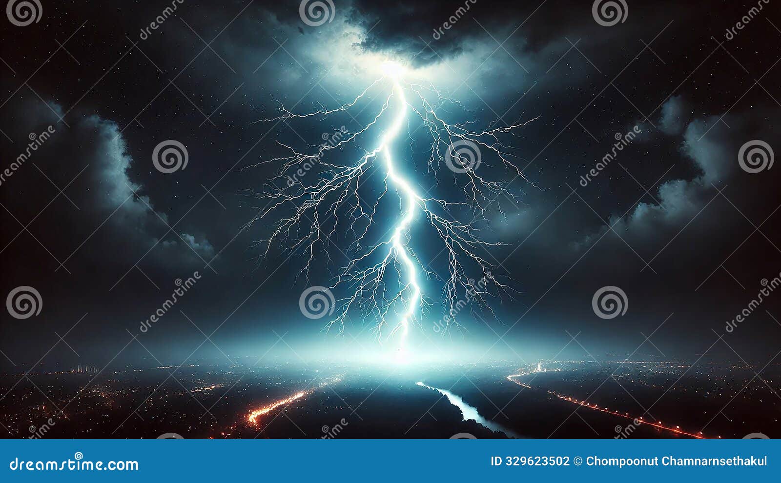 Lightning Bolt in the Night Sky, with a Dark Backdrop Stock ...