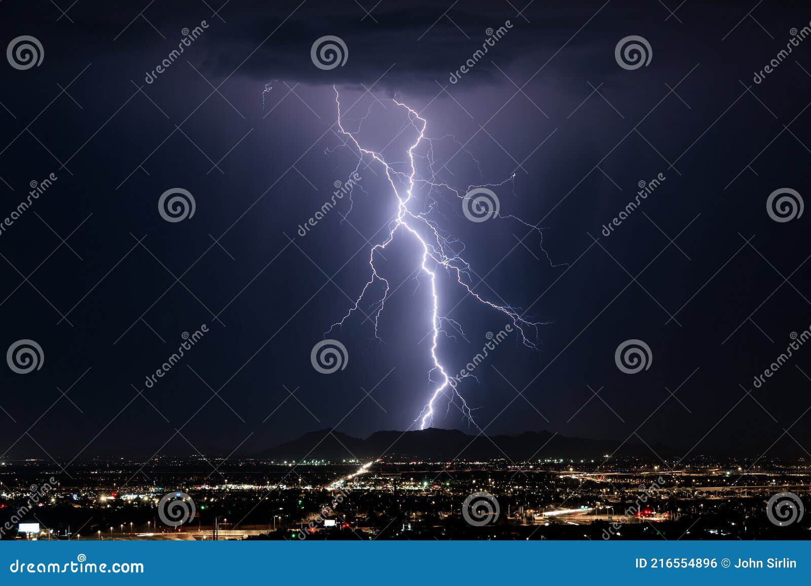 Lightning Bolt Over Phoenix, Arizona Stock Photo - Image of dramatic ...