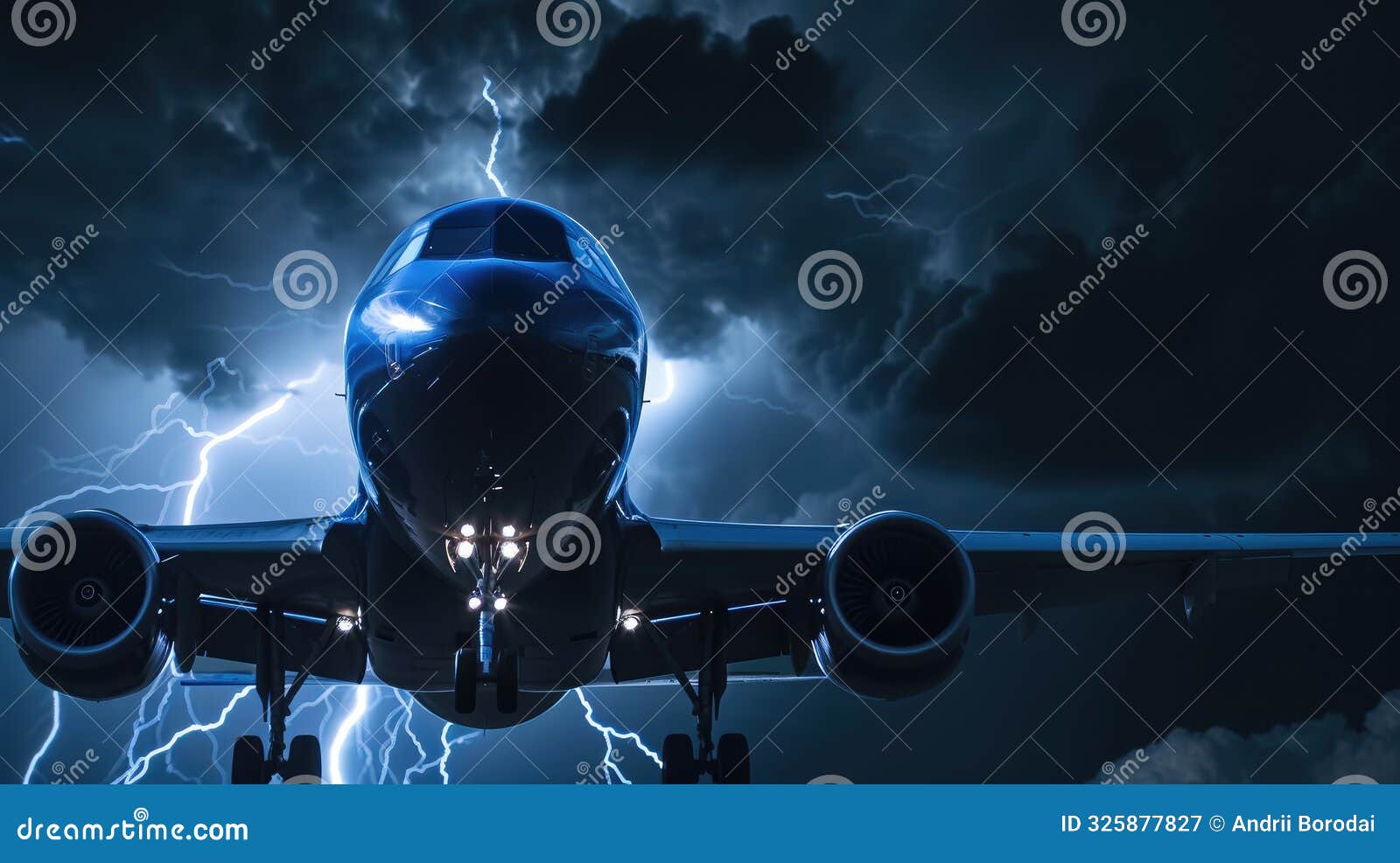 Lightning Bolt and Passenger Plane. Stock Illustration - Illustration ...