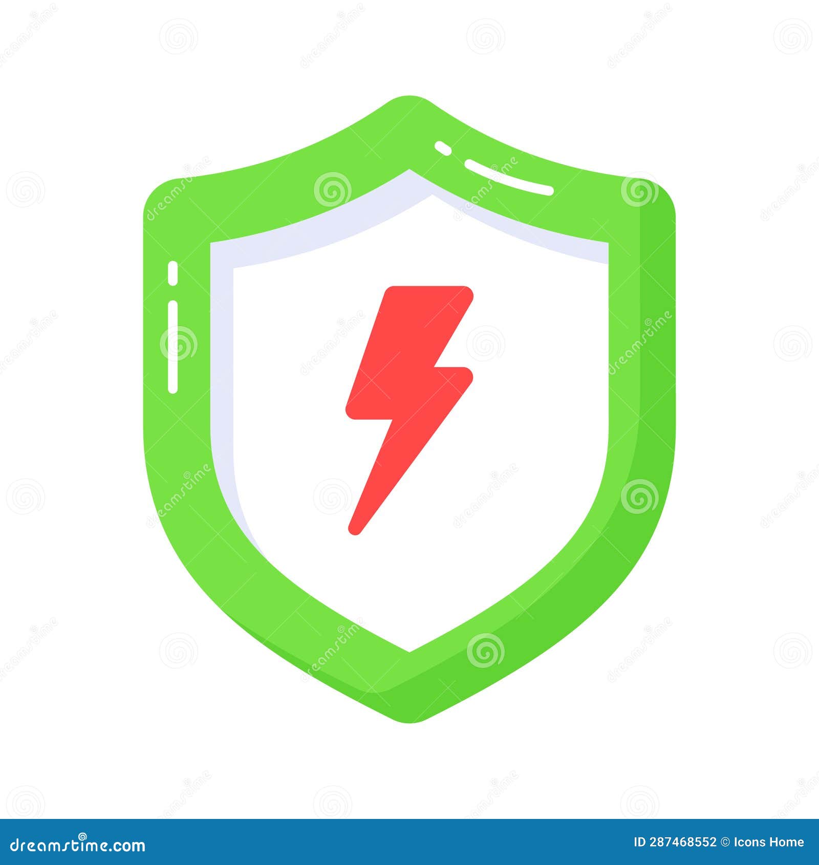 Lightning Bolt with Protection Shield, Amazing Icon of Safe Energy ...