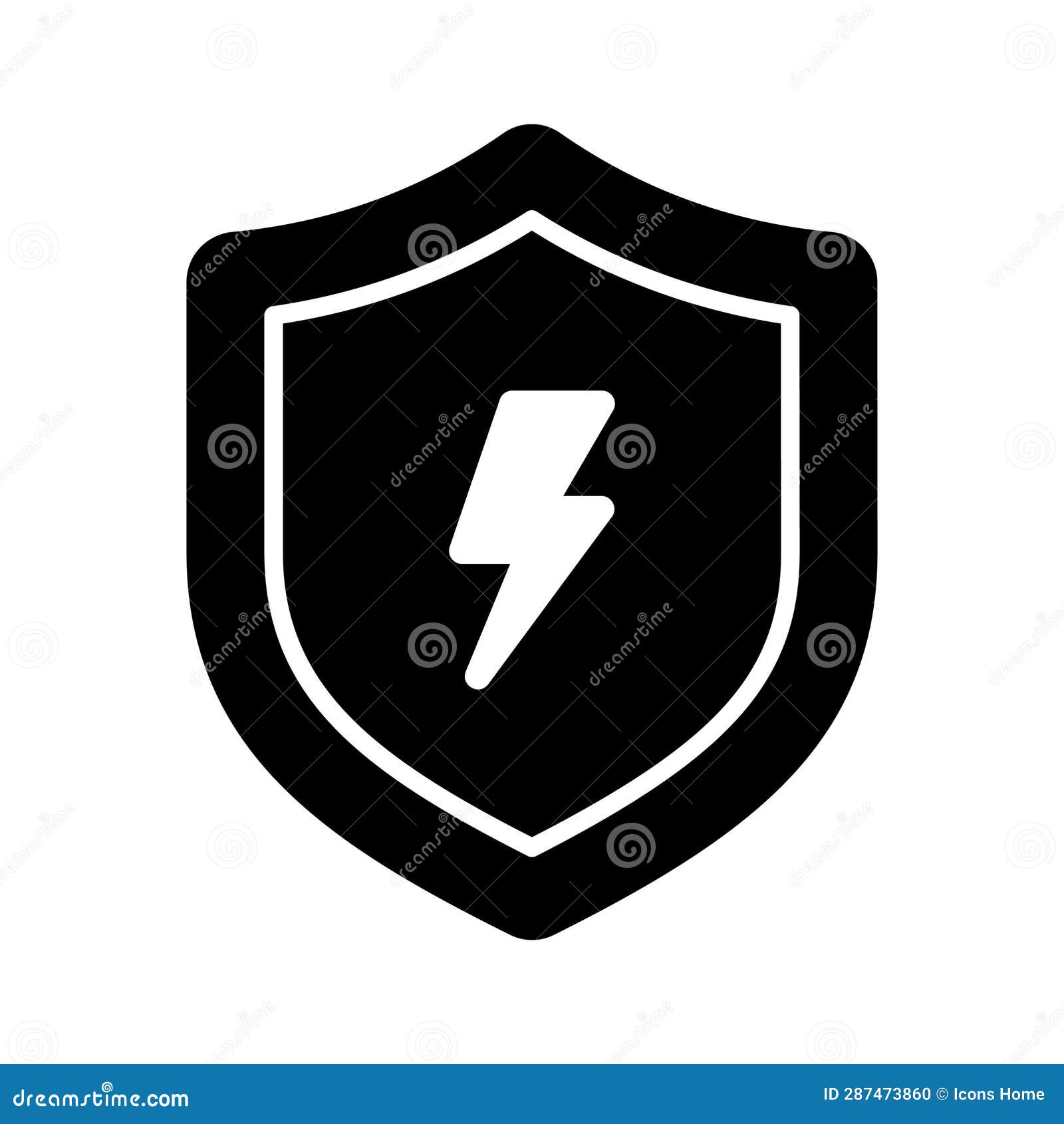 Lightning Bolt with Protection Shield, Amazing Icon of Safe Energy ...