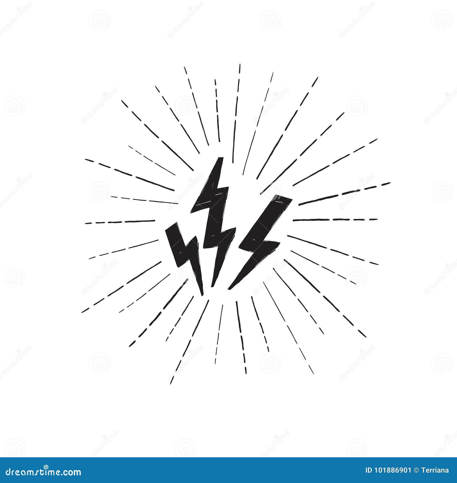Lightning Bolt Set. Grunge Strike Icon. Power Sign Stock Illustration ...