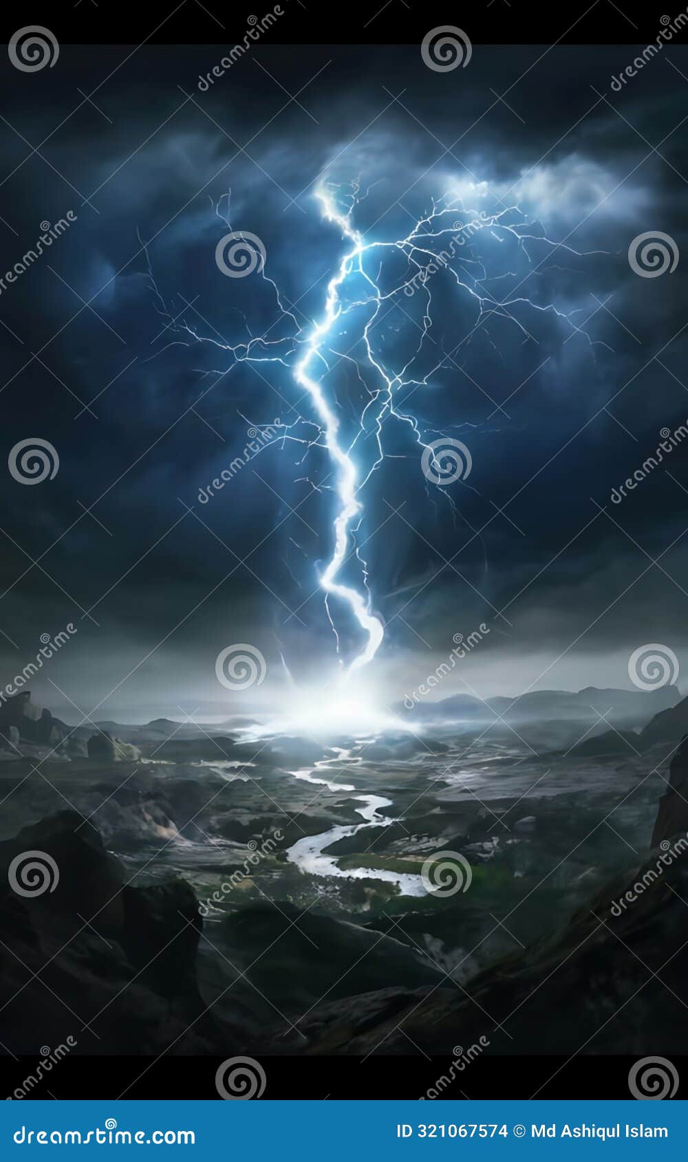 A Lightning Bolt is Shown Above a Mountain Stock Illustration ...