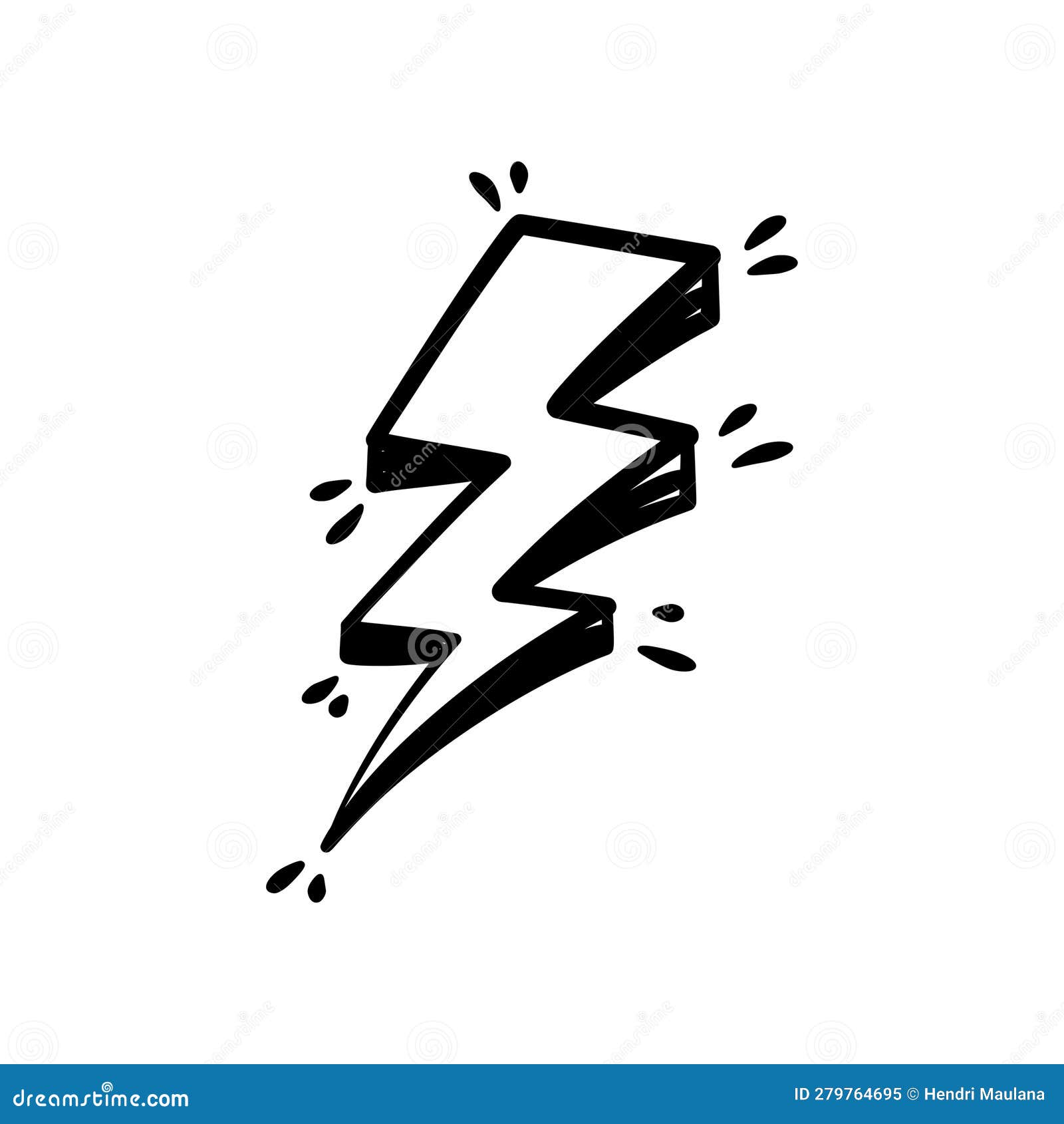 Lightning Bolt Sketch Hand Drawn Stock Vector - Illustration of weather ...