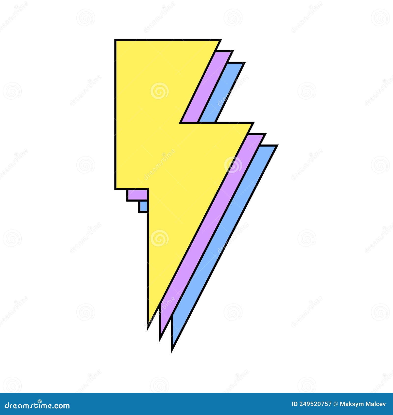 Lightning Bolt Sticker in Retro Style. Vector Illustration Isolated on ...