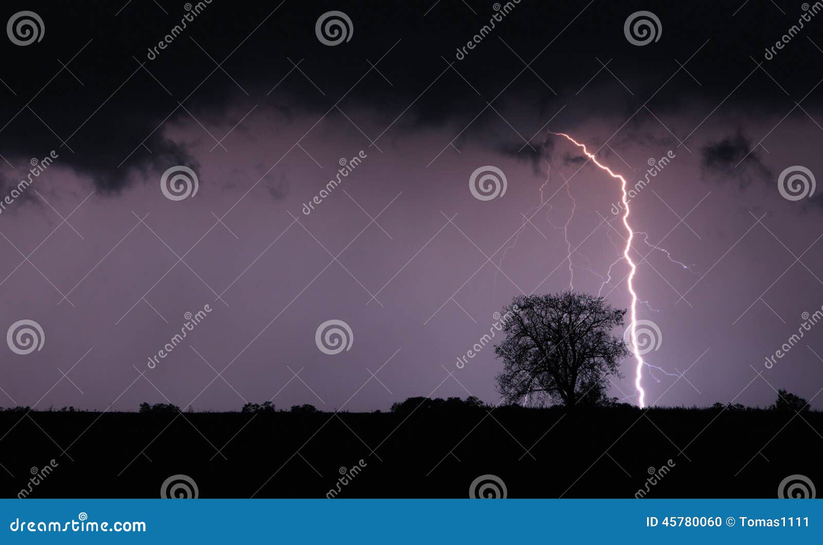 Lightning bolt and storm stock photo. Image of bolt, meadow - 45780060