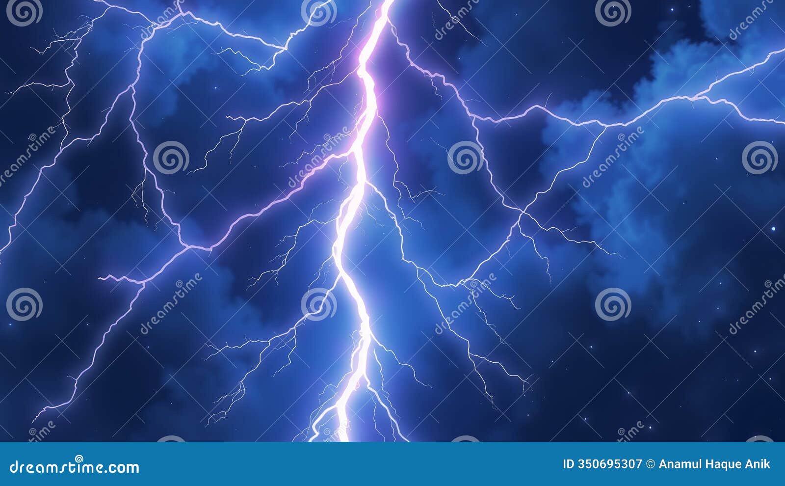 Lightning Bolt Streaks Across the Night Sky Stock Illustration ...