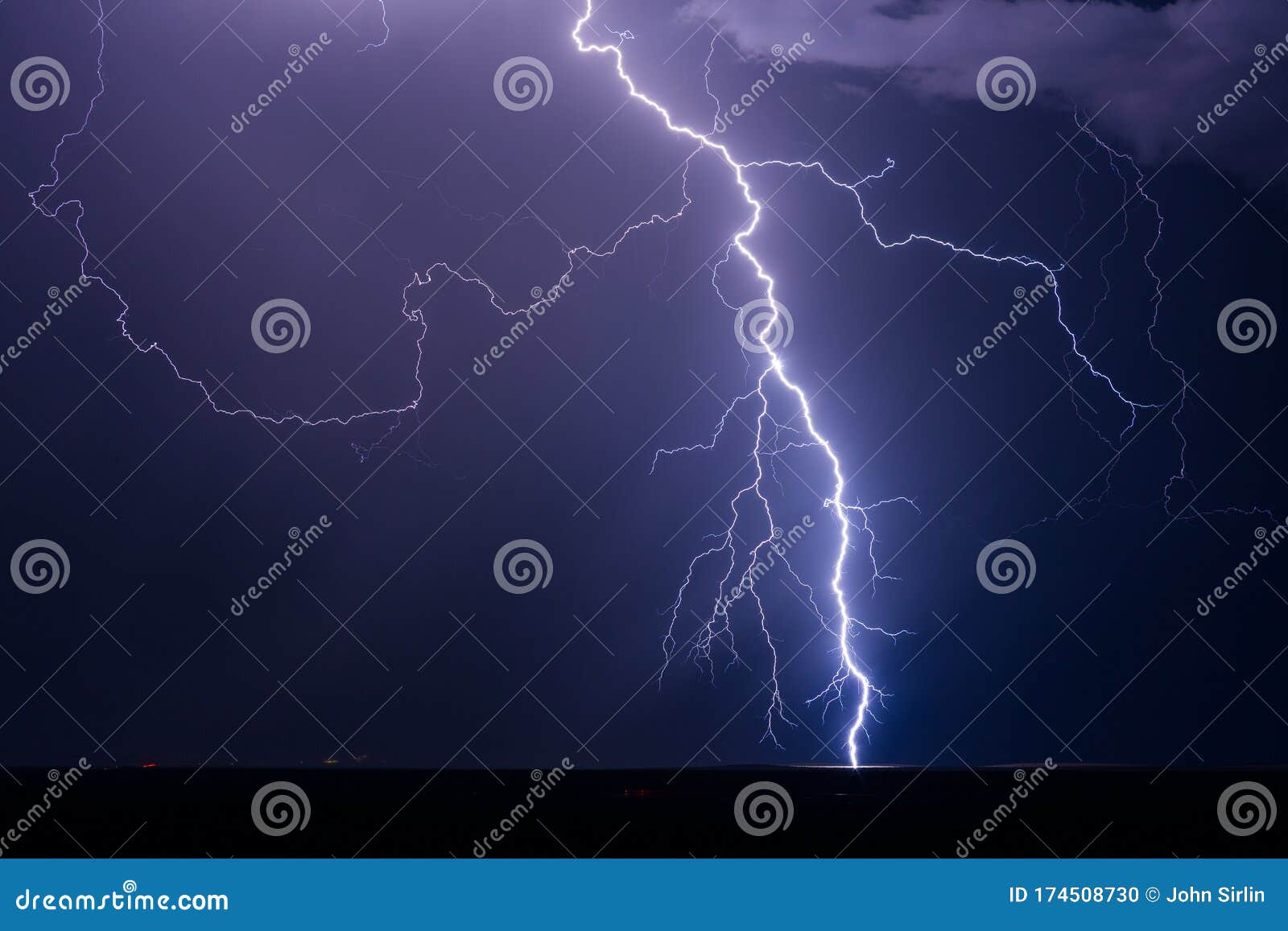 Lightning Bolt Strike from an Electrical Storm Stock Photo - Image of ...