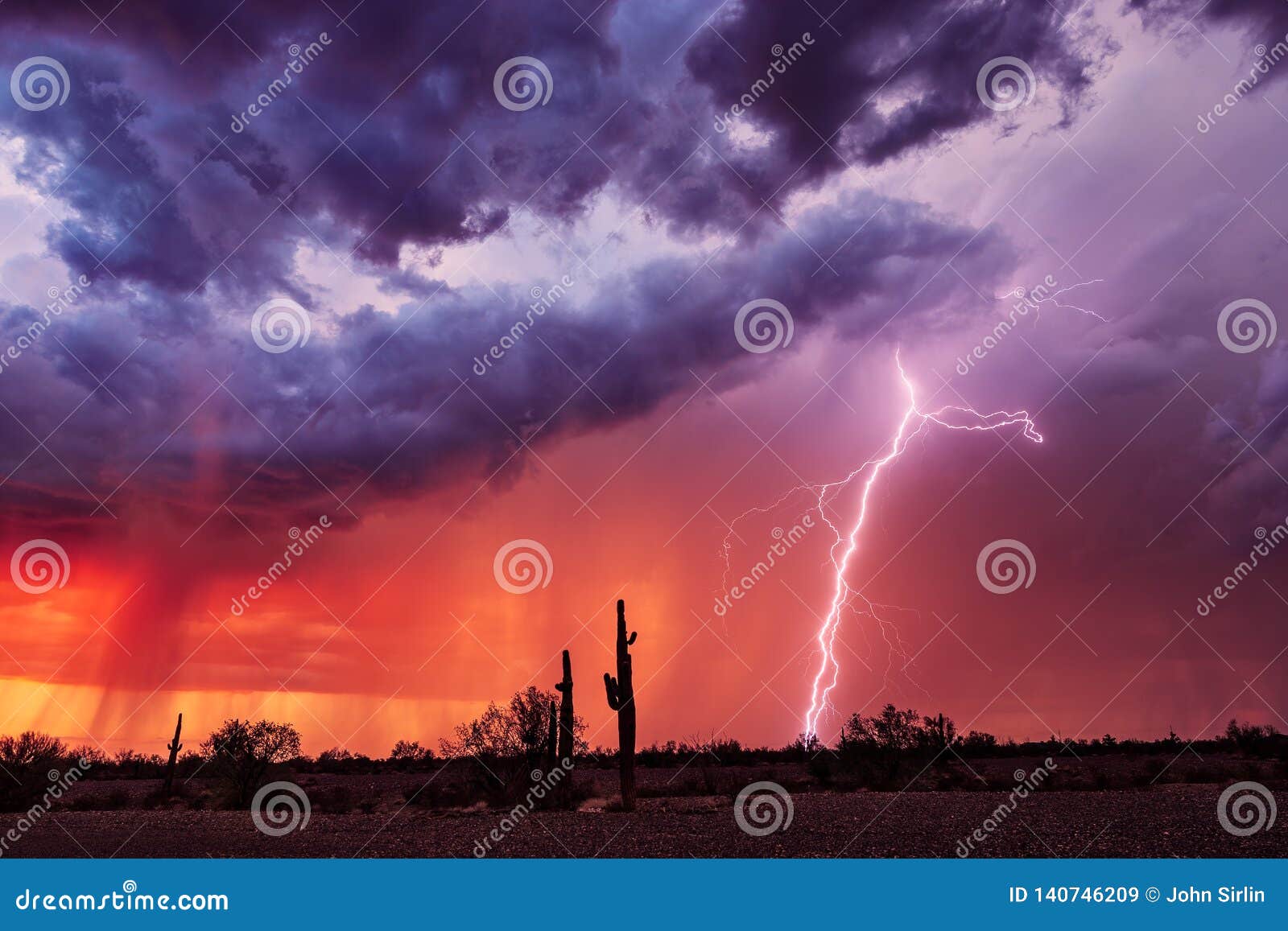 Lightning Storms At Sunset