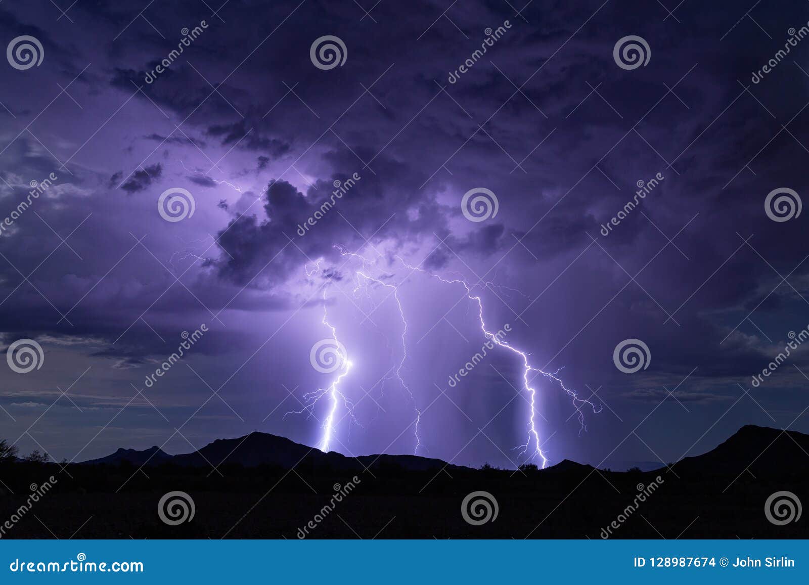Lightning Bolt Thunderstorm Background with Rain and Storm Clouds ...