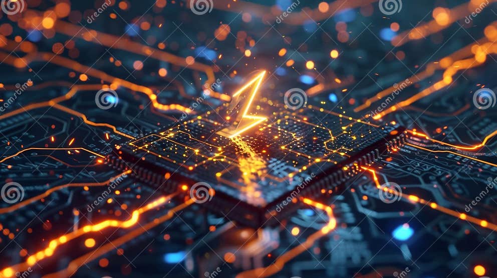 A Lightning Bolt Striking a Computer Chip Symbolizing the Lightningfast ...