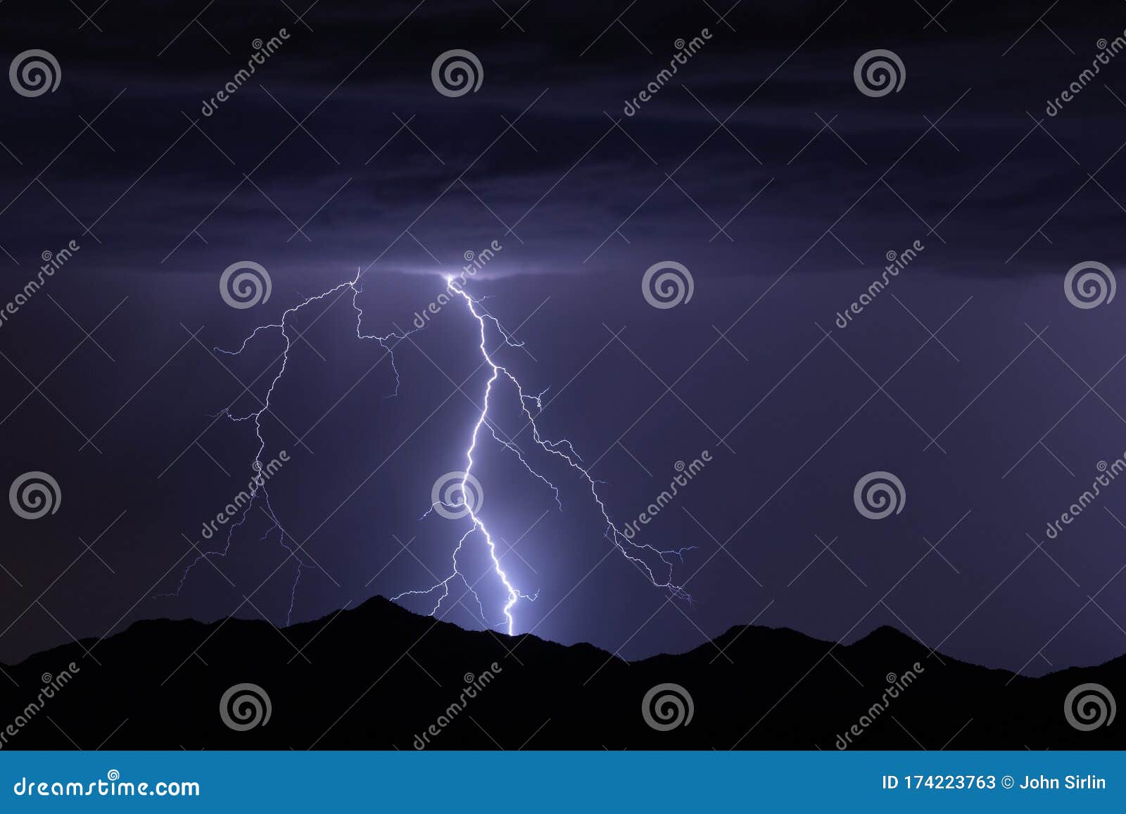 Lightning Bolt Striking in a Thunderstorm Stock Image - Image of ...