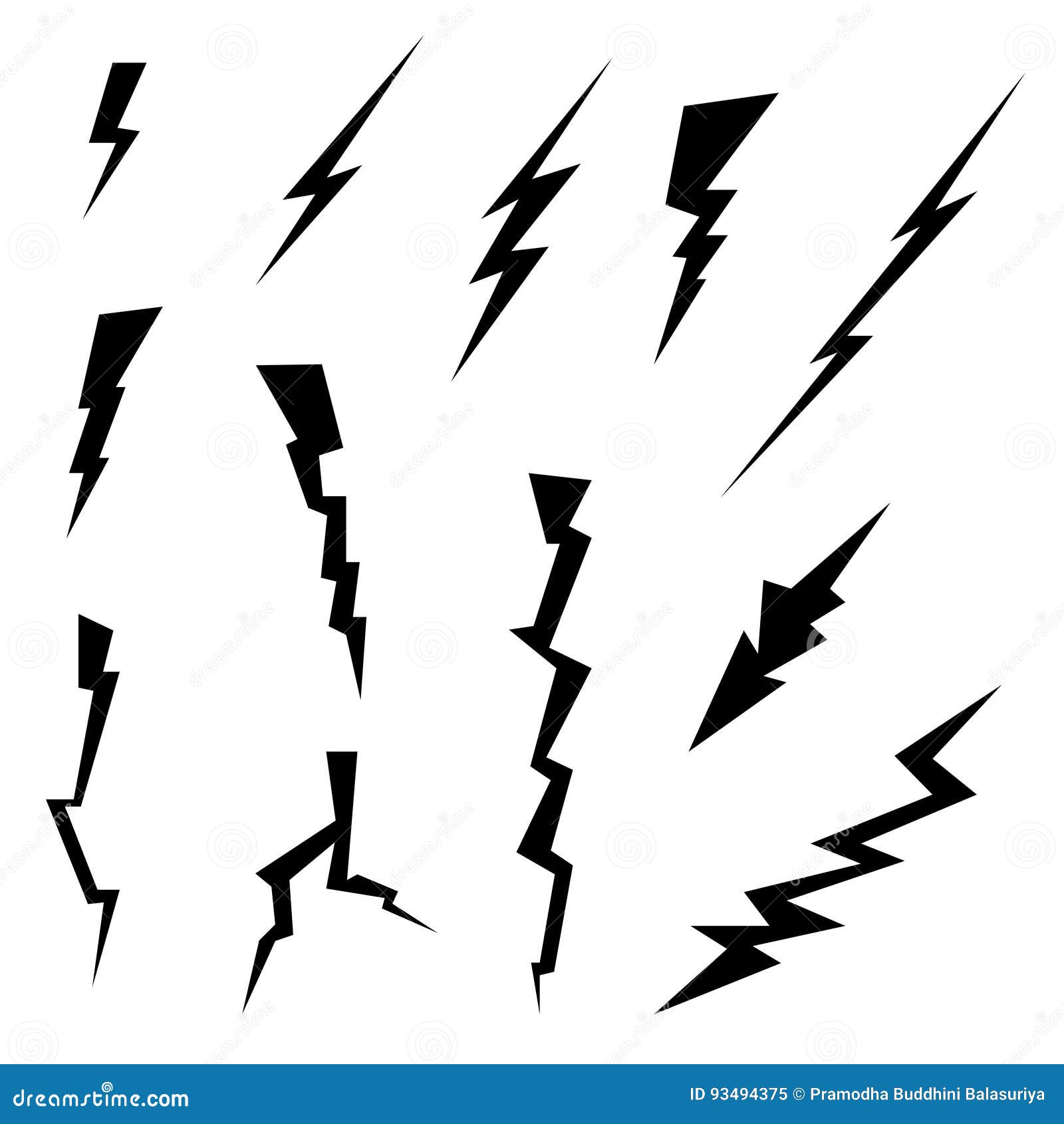 3D Lightning Bolts Vector Logo Set. Power And Electric Symbols. Vector ...