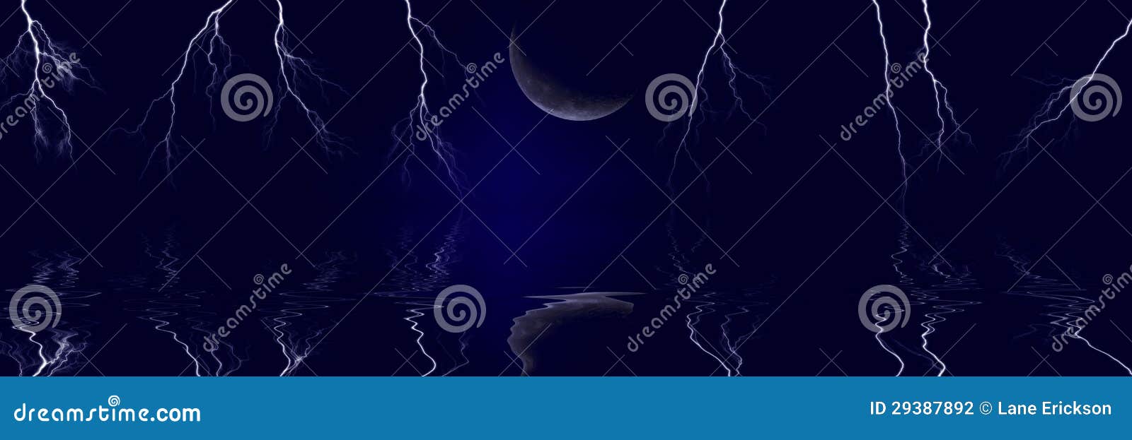 Lightning Bolts and Moon stock illustration. Illustration of moon ...