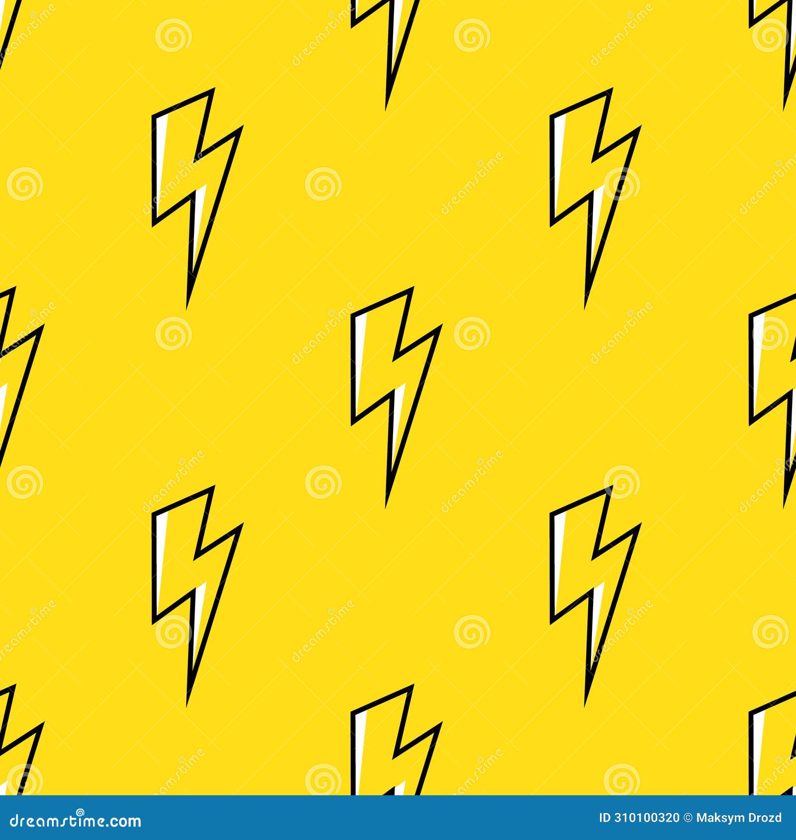 Lightning Bolts Seamless Pattern. Endless Repeating Pattern on Yellow ...