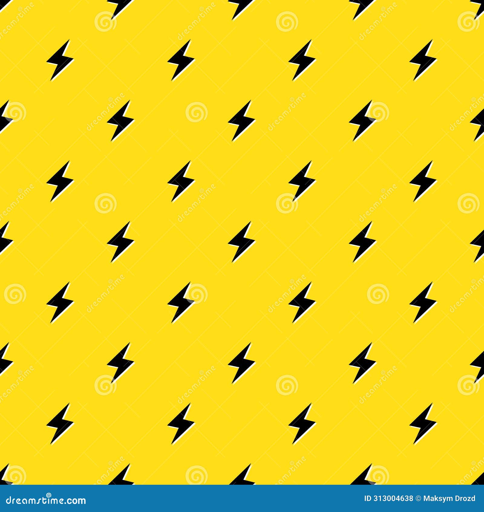 Lightning Bolts Seamless Pattern. Yellow and Black Repeating Background ...