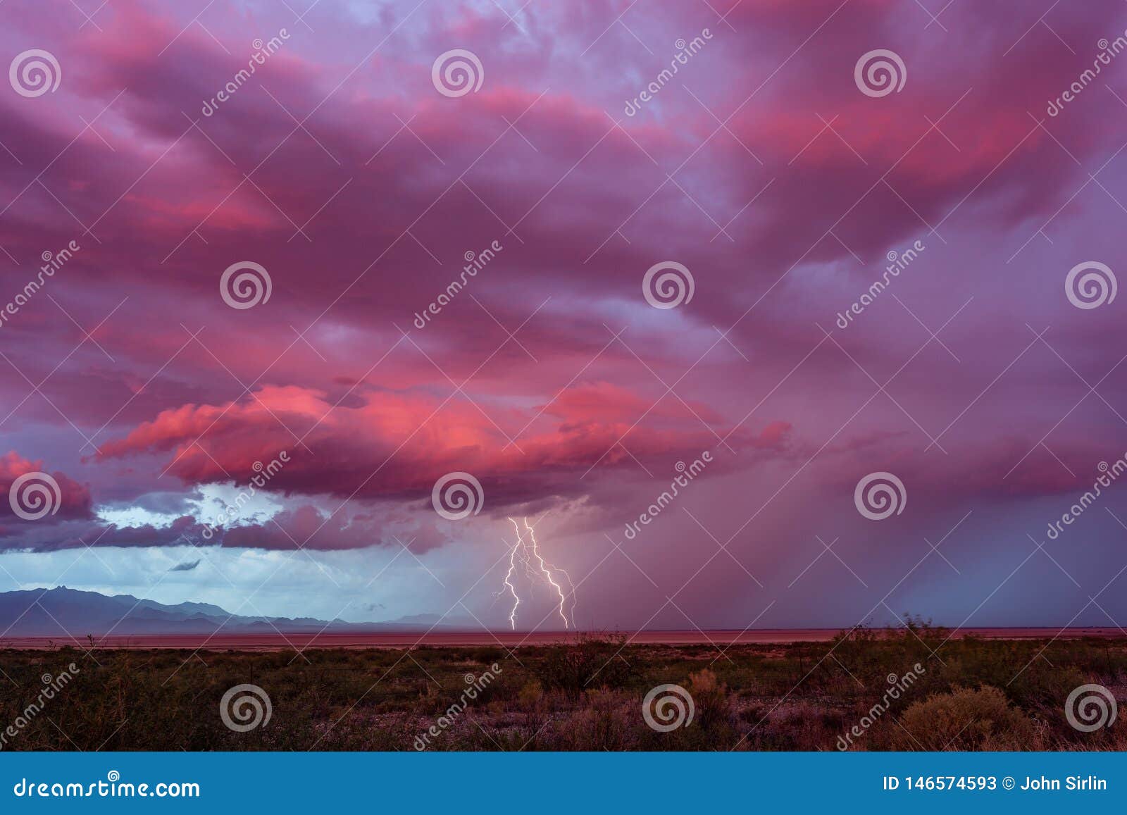 Lightning Bolts Strike from a Distant Storm Stock Image - Image of ...