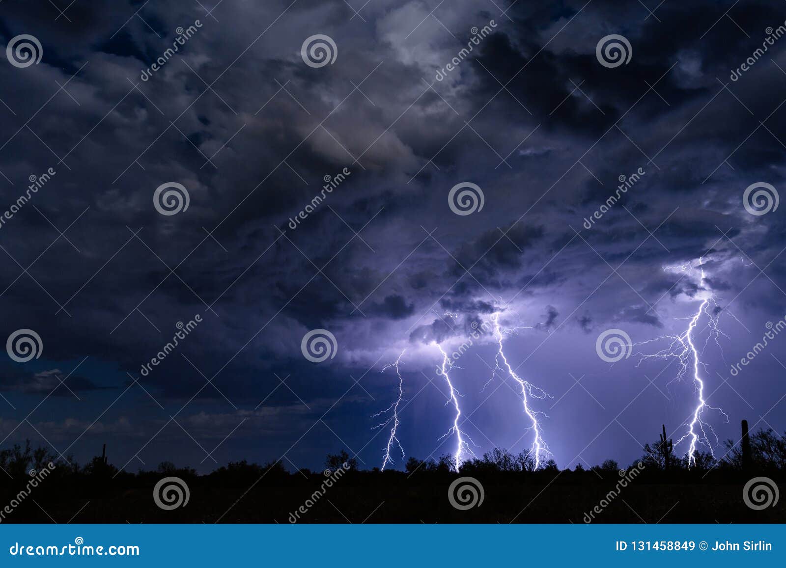 Lightning Bolts Strike in a Storm Cloud Stock Image - Image of light ...
