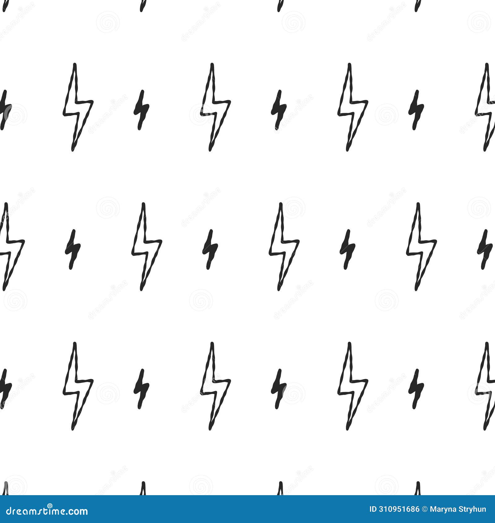 Lightning Bolts Vector Seamless Pattern. Stock Vector - Illustration of ...