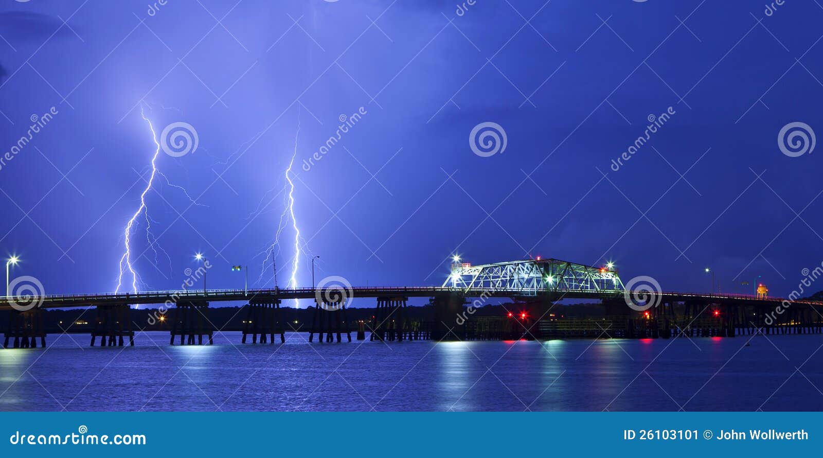 Lightning and bridge stock image. Image of beaufort, energy - 26103101