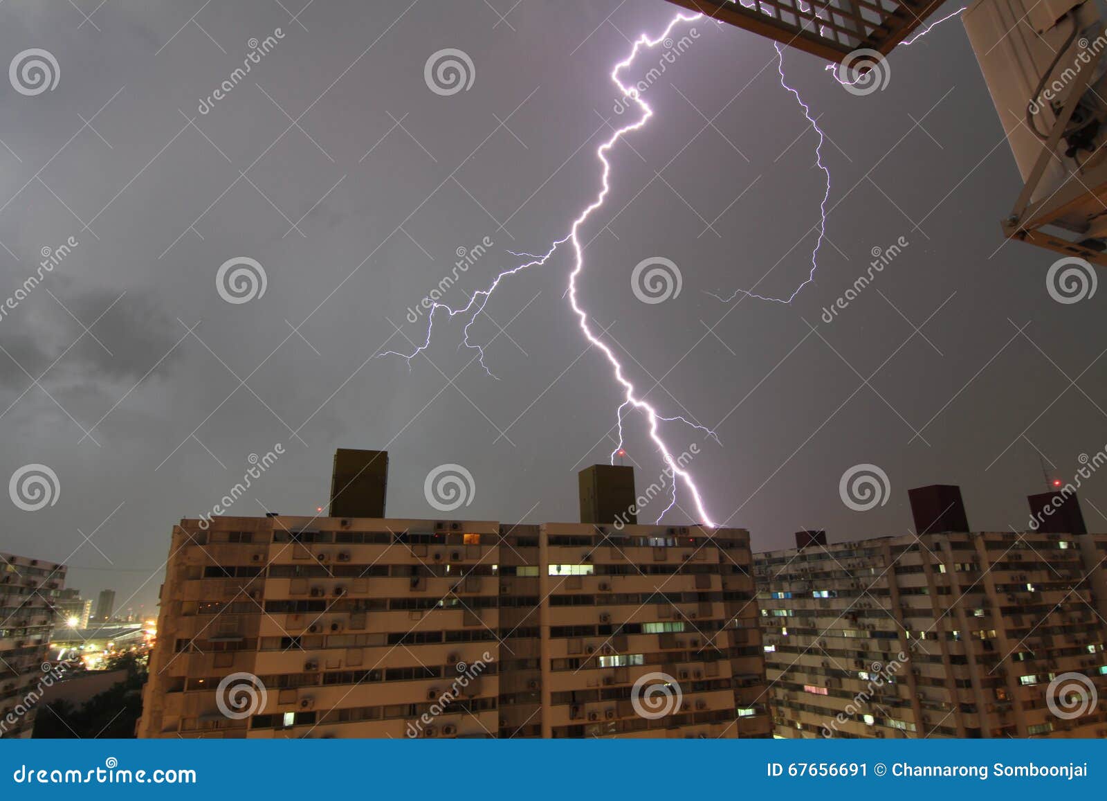 Lightning buildings stock image. Image of disaster, lightning - 67656691