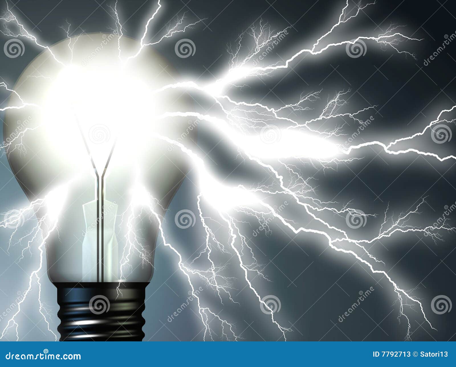 Lightning bulb stock illustration. Illustration of abstract - 7792713