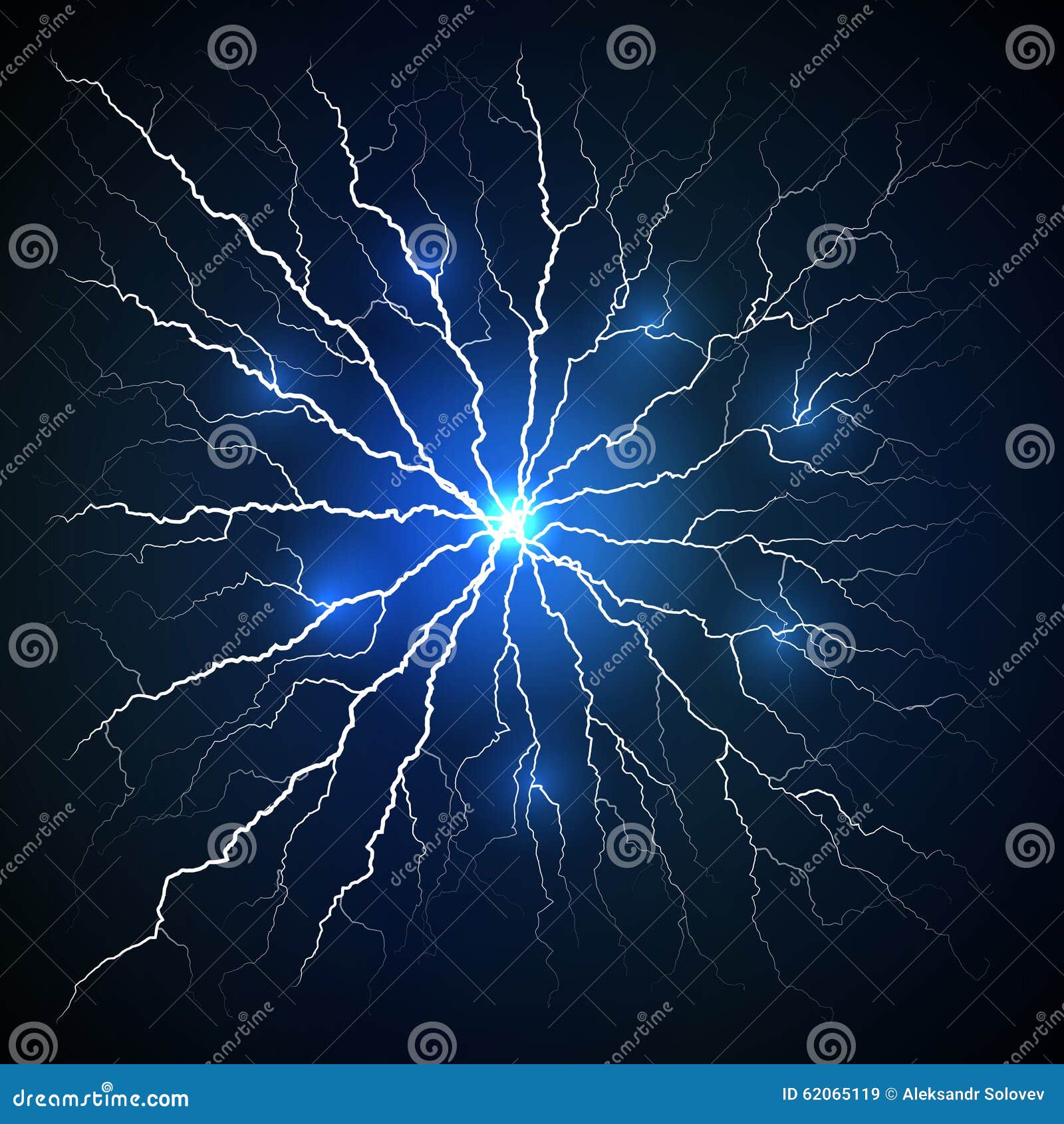 Lightning from the center stock vector. Illustration of phenomenon ...