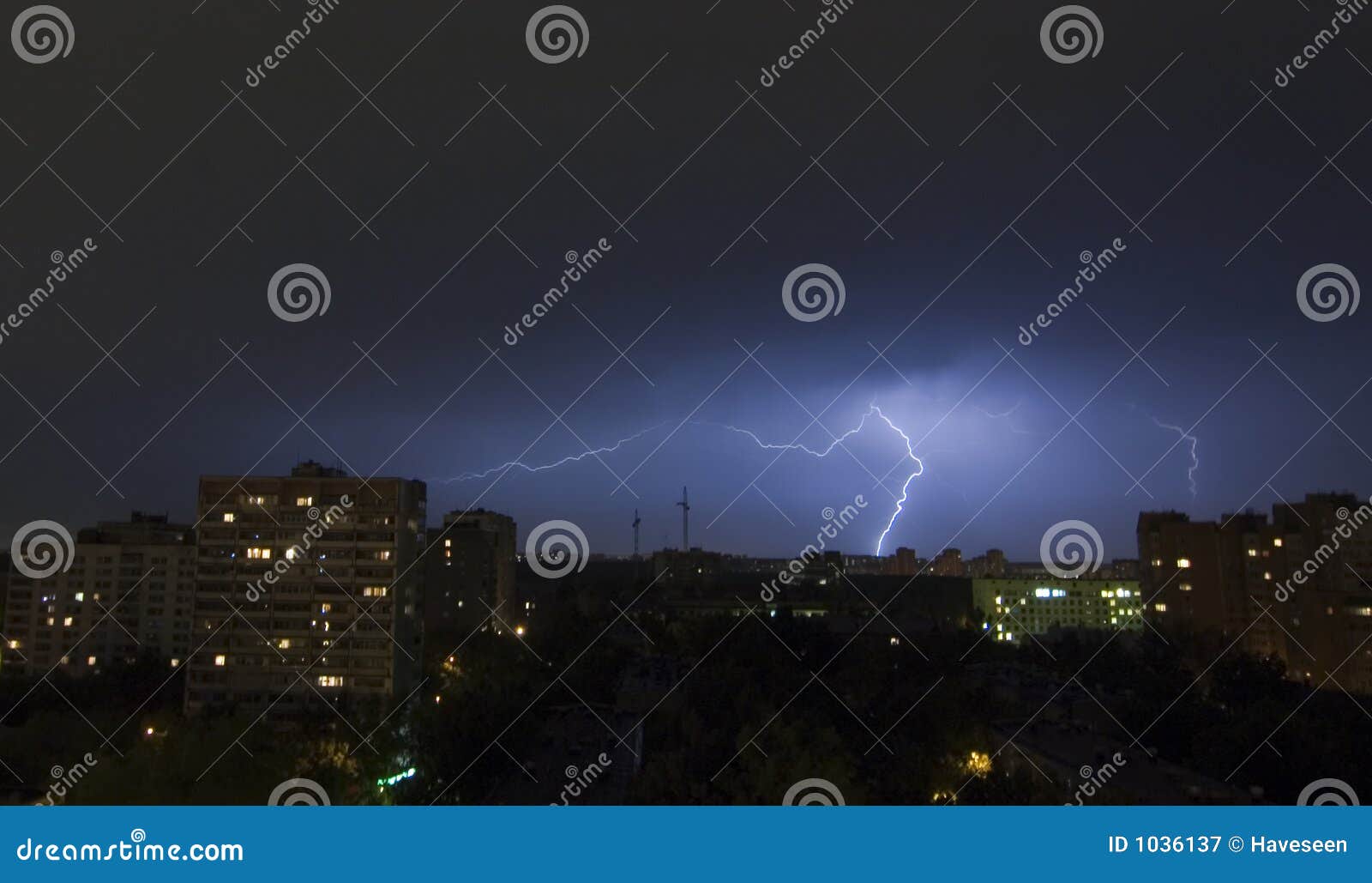 Lightning in City stock image. Image of thundershower - 1036137
